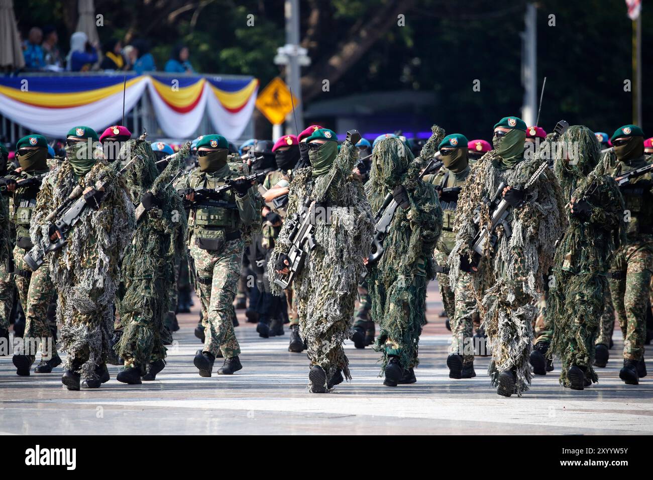 Kuala Lumpur, Malaysia. 31st Aug, 2024. Malaysian soldiers march during ...