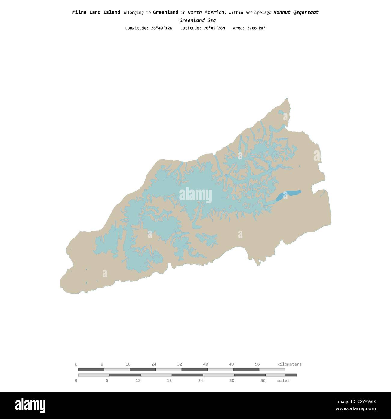 Milne Land Island in the Greenland Sea, belonging to Greenland ...
