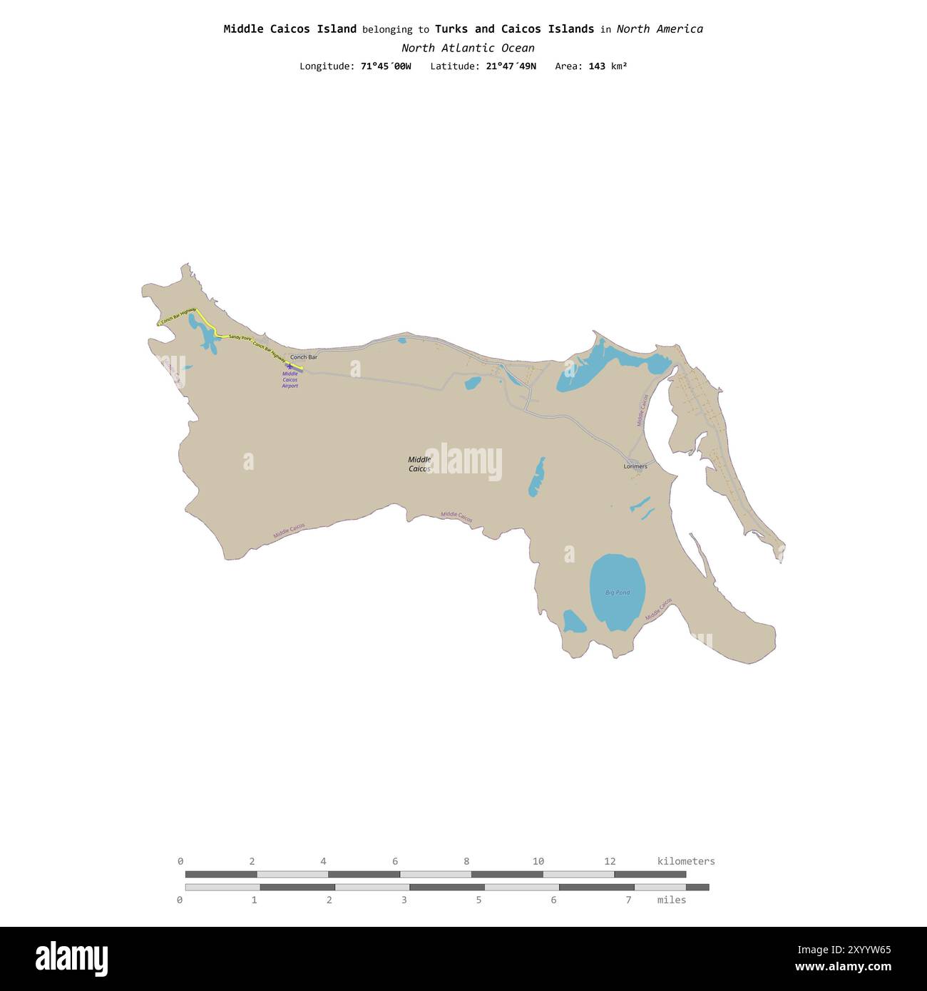 Middle Caicos Island in the North Atlantic Ocean, belonging to Turks ...
