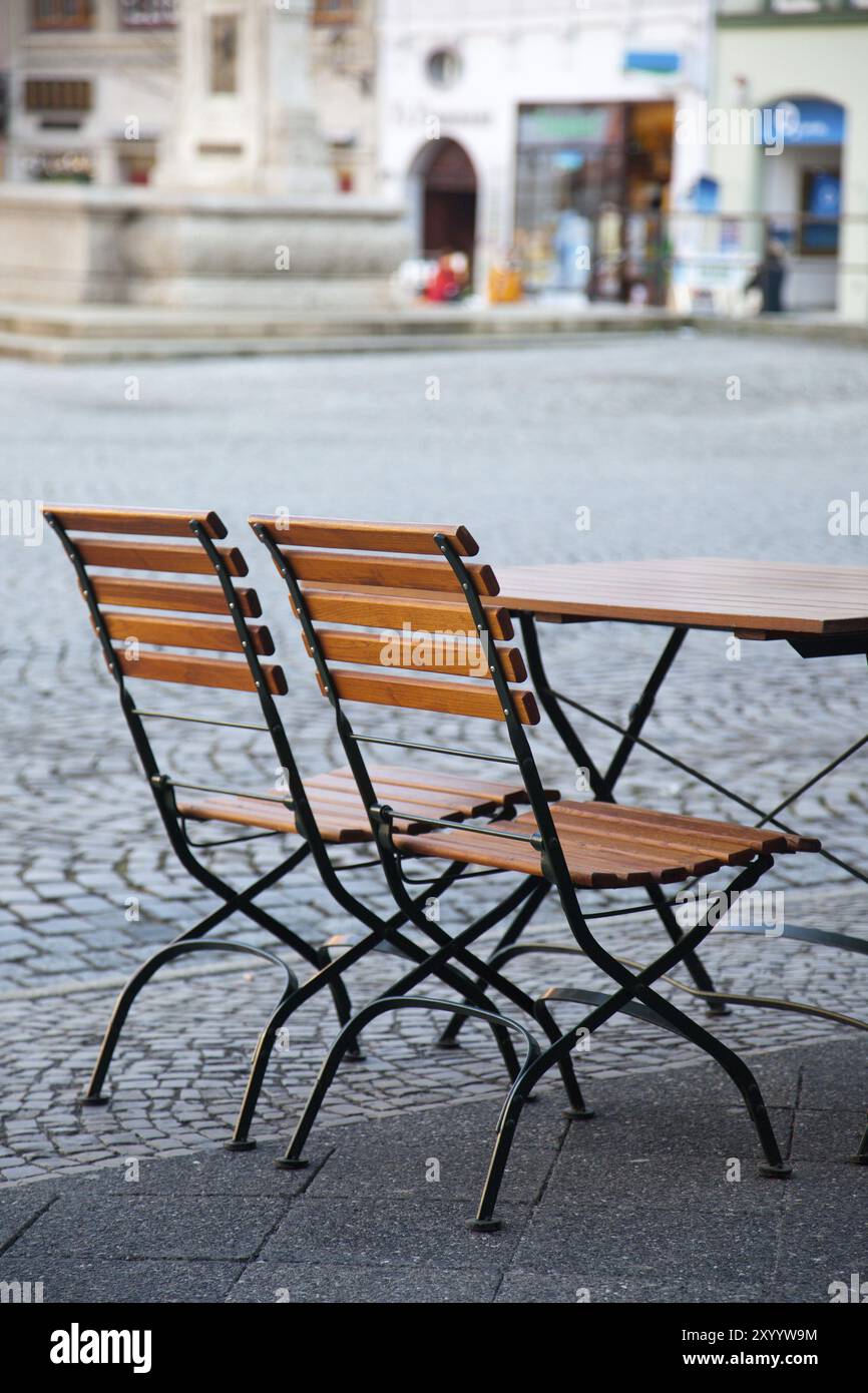 Wooden folding chairs, a free seat on the market square in Jena wooden ...