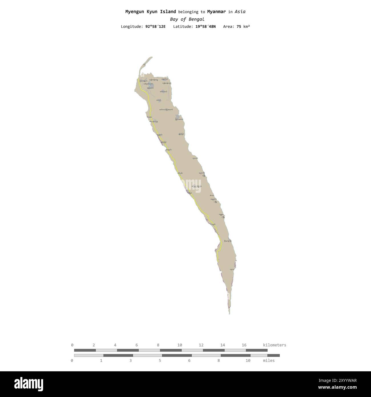Myengun Kyun Island in the Bay of Bengal, belonging to Myanmar ...