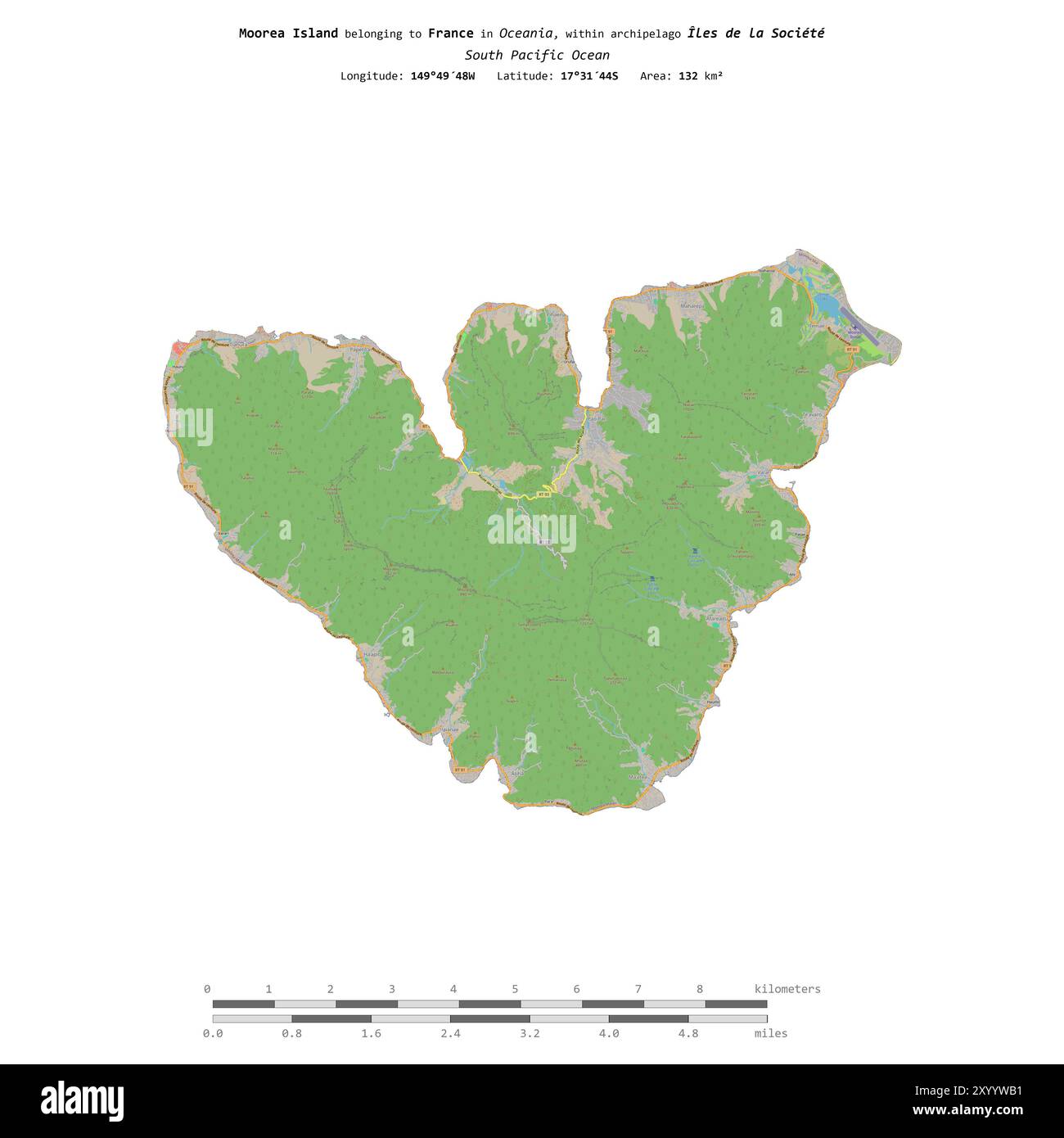 Moorea Island in the South Pacific Ocean, belonging to France, isolated ...