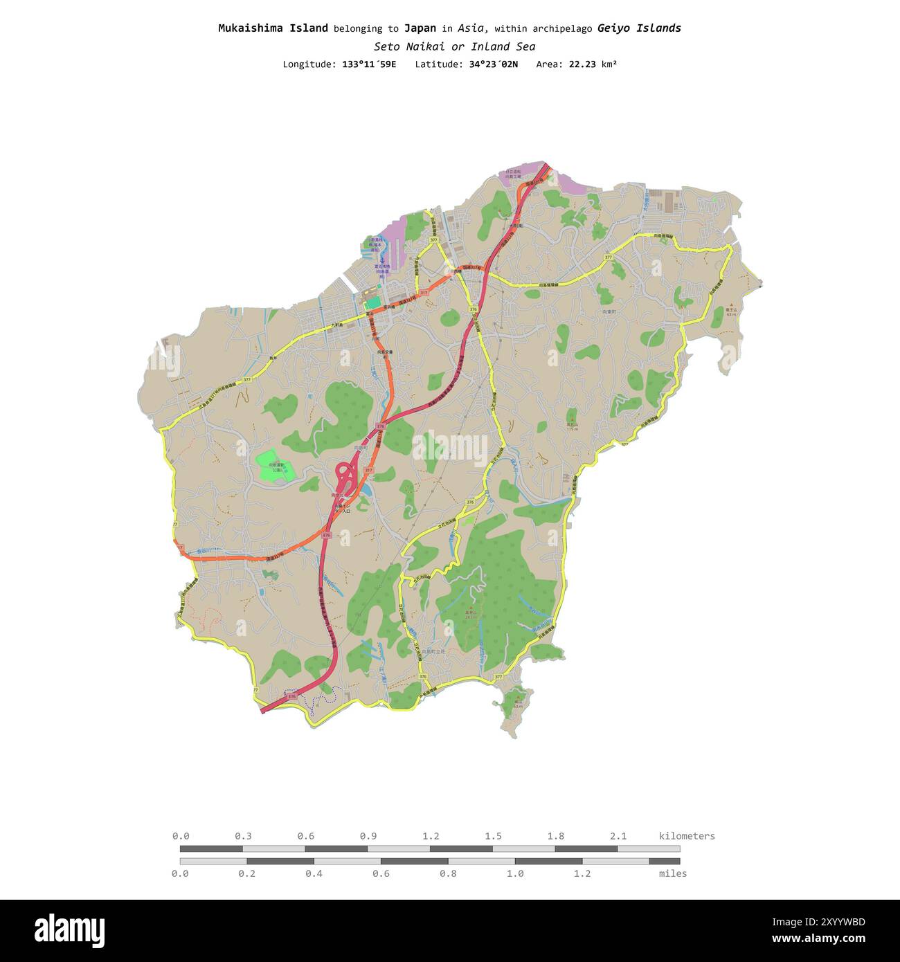 Mukaishima Island in the Seto Naikai or Inland Sea, belonging to Japan ...