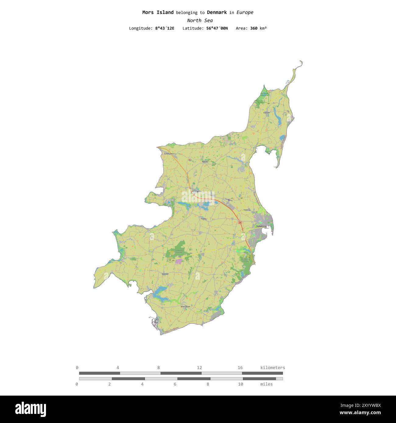 Denmark map with coordinates hi-res stock photography and images - Alamy