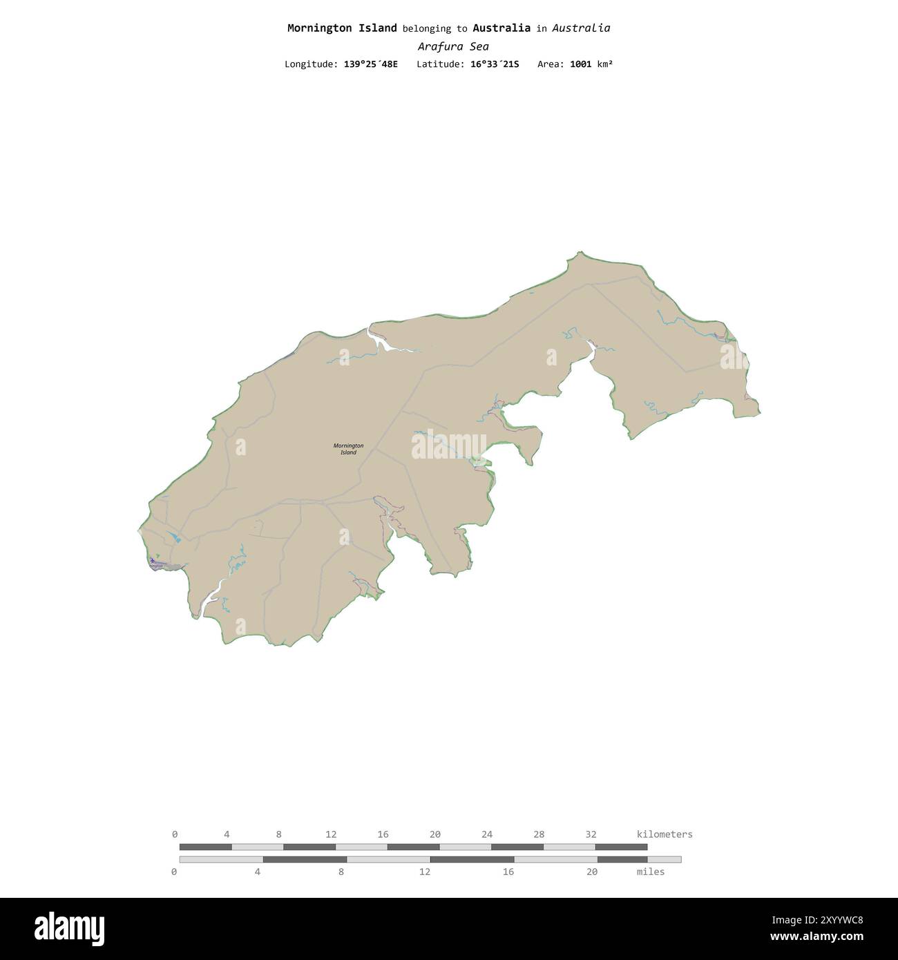 Mornington Island in the Arafura Sea, belonging to Australia, isolated ...