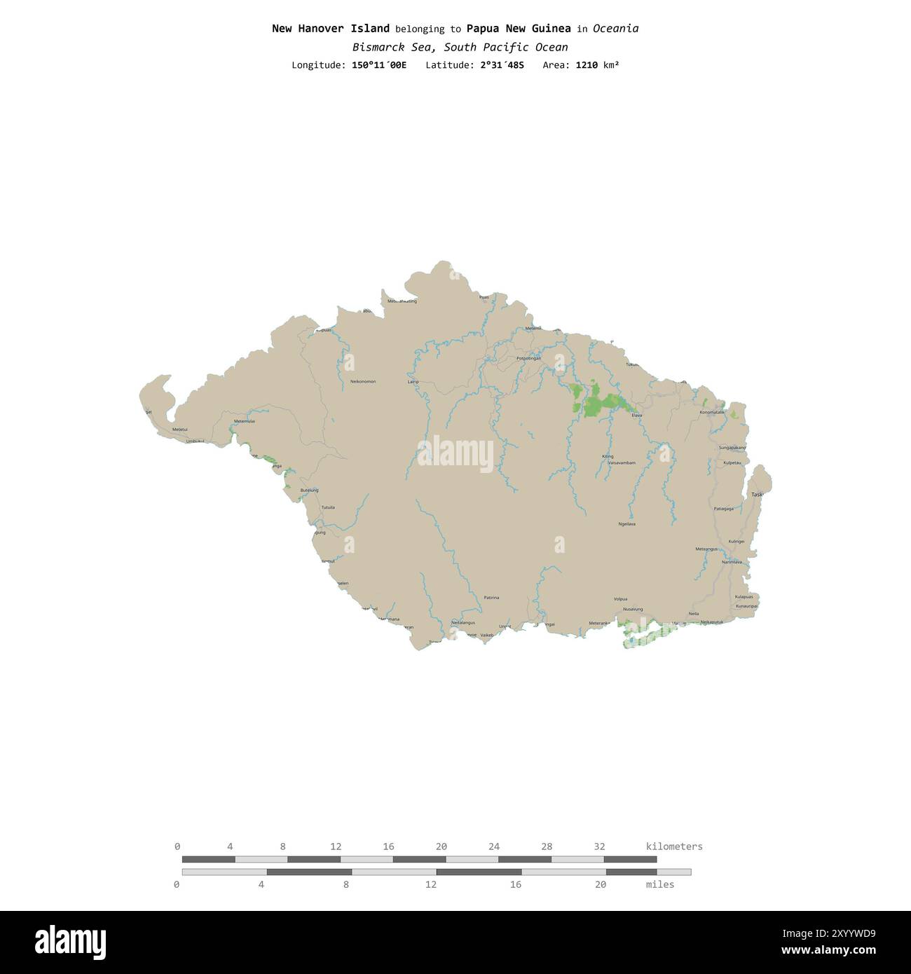 New Hanover Island in the Bismarck Sea, belonging to Papua New Guinea ...