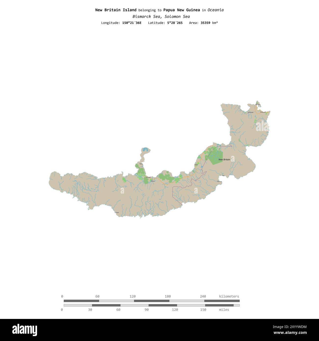 New Britain Island in the Solomon Sea, belonging to Papua New Guinea ...