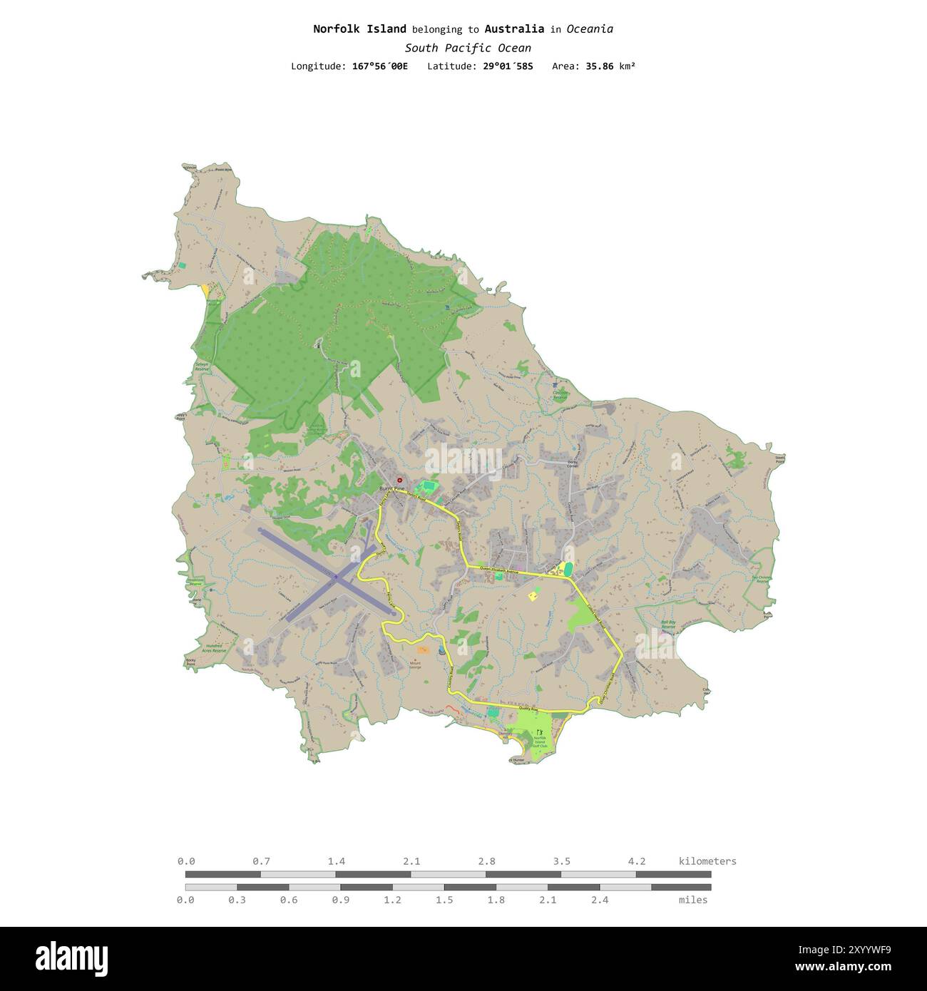 Norfolk Island in the South Pacific Ocean, belonging to Australia ...