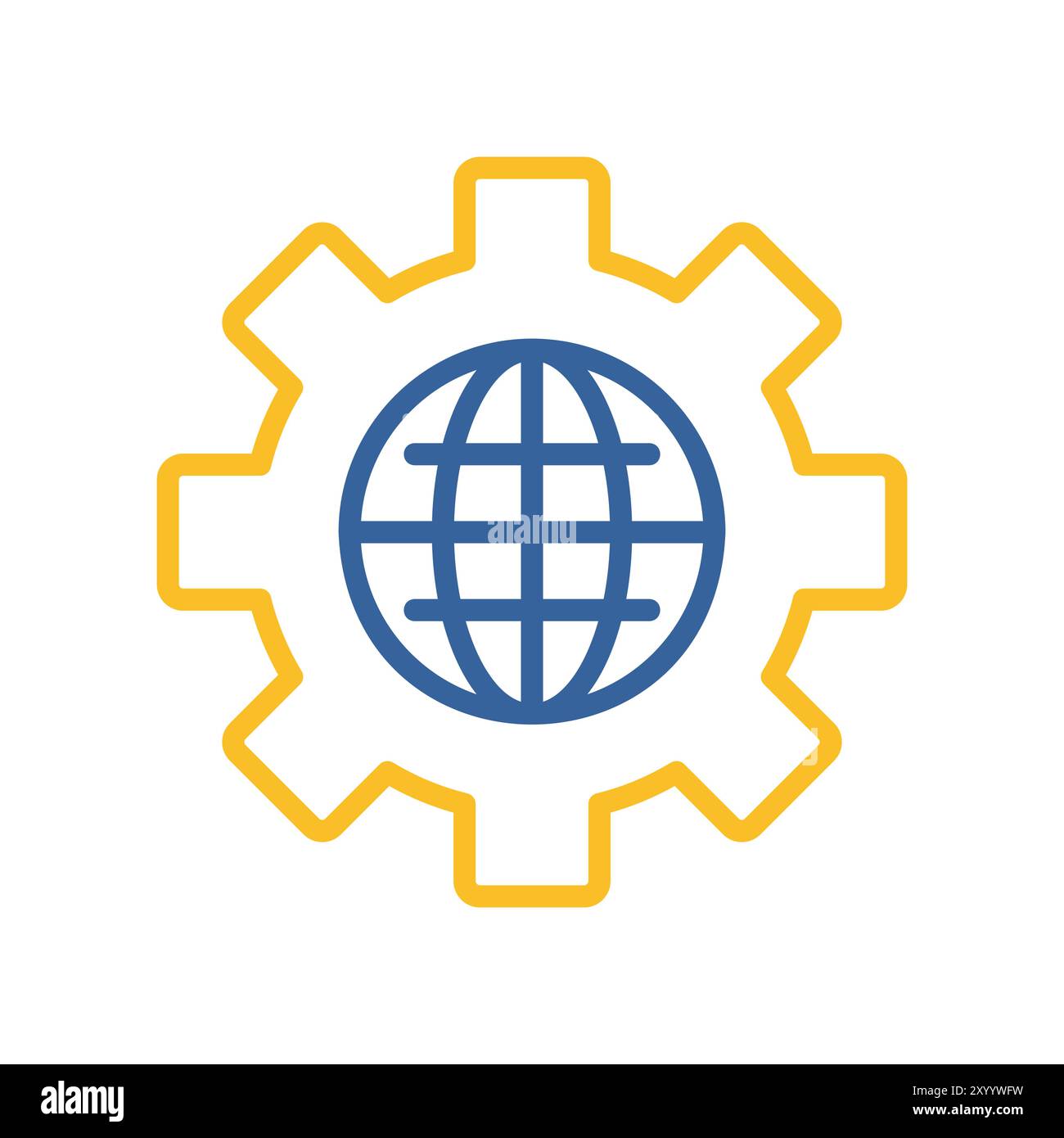 Globe with gears vector icon. World mechanism symbol. Global ...
