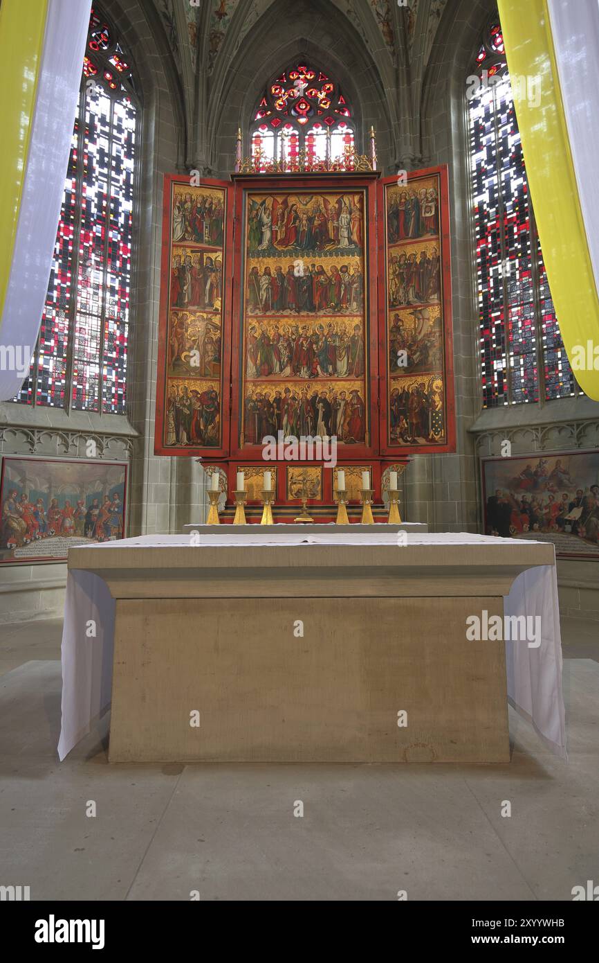 UNESCO Romanesque Church of St Mary and St Mark, interior view, chancel ...