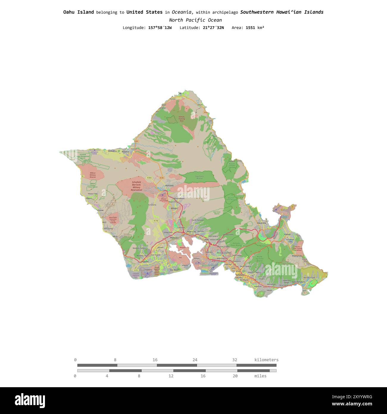 Oahu Island in the North Pacific Ocean, belonging to United States ...