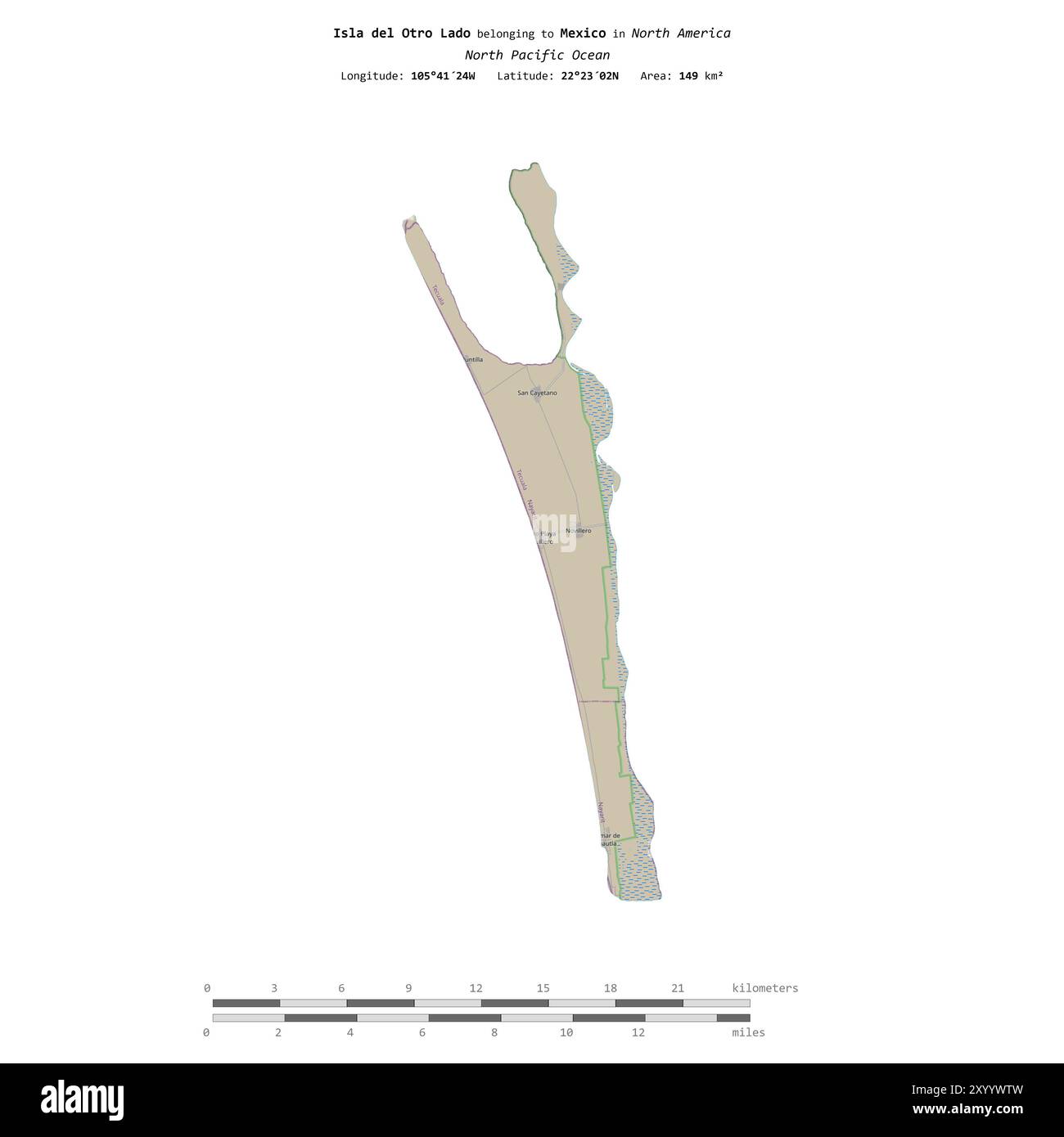 Isla del Otro Lado in the North Pacific Ocean, belonging to Mexico ...
