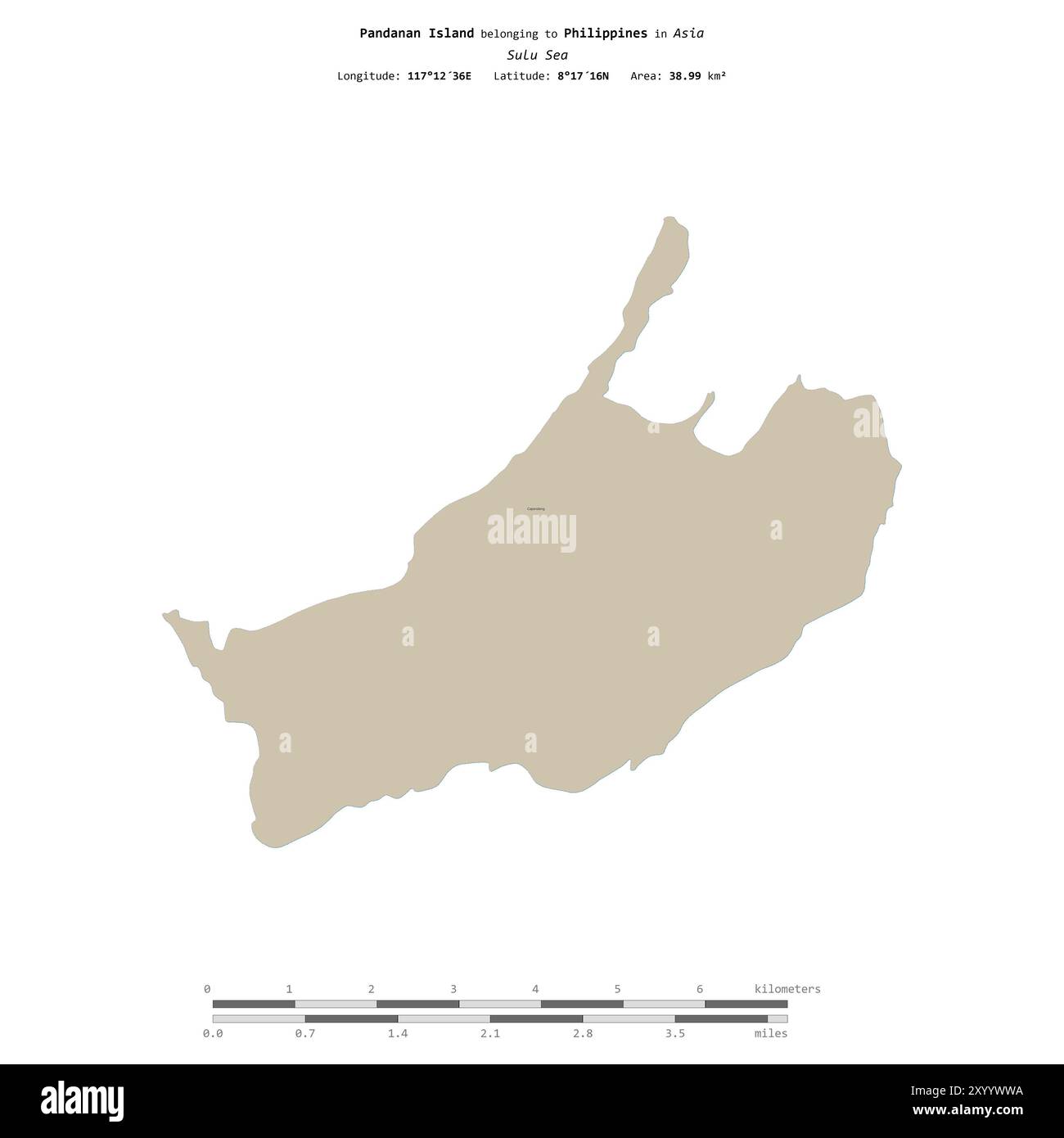 Pandanan Island in the Sulu Sea, belonging to Philippines, isolated on ...