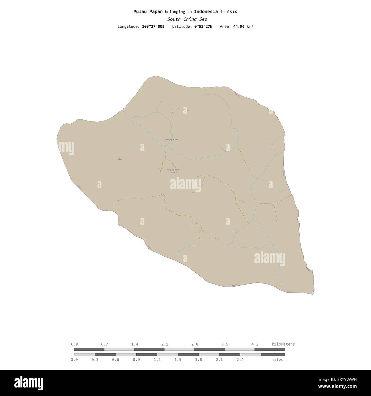 Pulau Papan in the South China Sea, belonging to Indonesia, isolated on ...