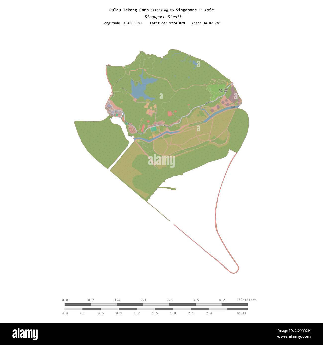 Pulau Tekong Camp in the Singapore Strait, belonging to Singapore ...