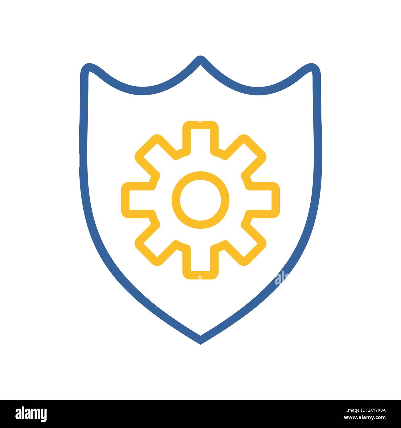 Shield with gear vector icon. Shield protection symbol. Security sign ...