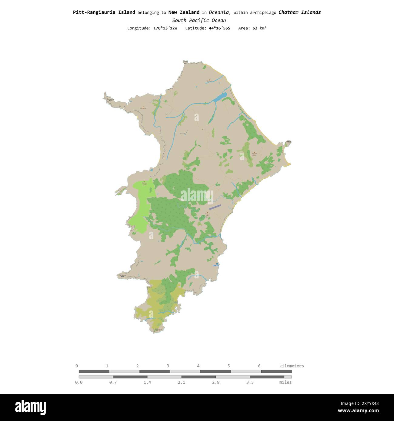 Pitt-Rangiauria Island in the South Pacific Ocean, belonging to New ...
