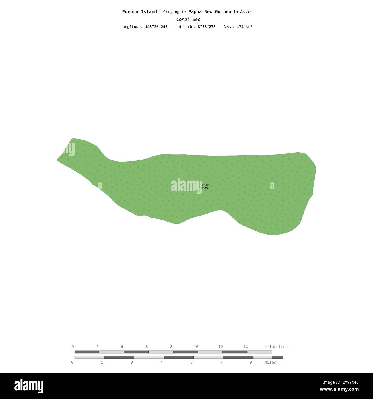 Purutu Island in the Coral Sea, belonging to Papua New Guinea, isolated ...