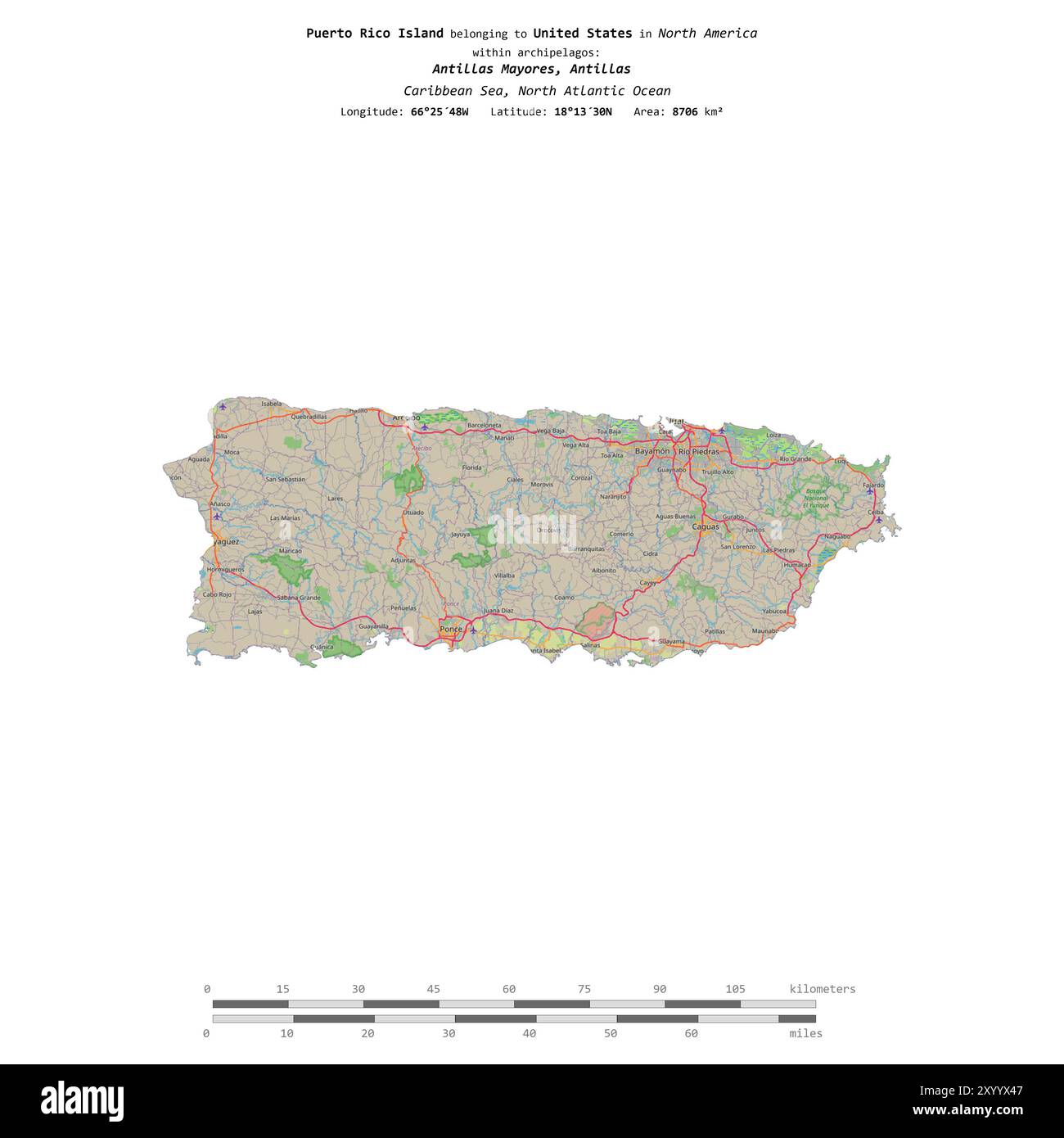 Puerto Rico Island in the Caribbean Sea, belonging to United States ...