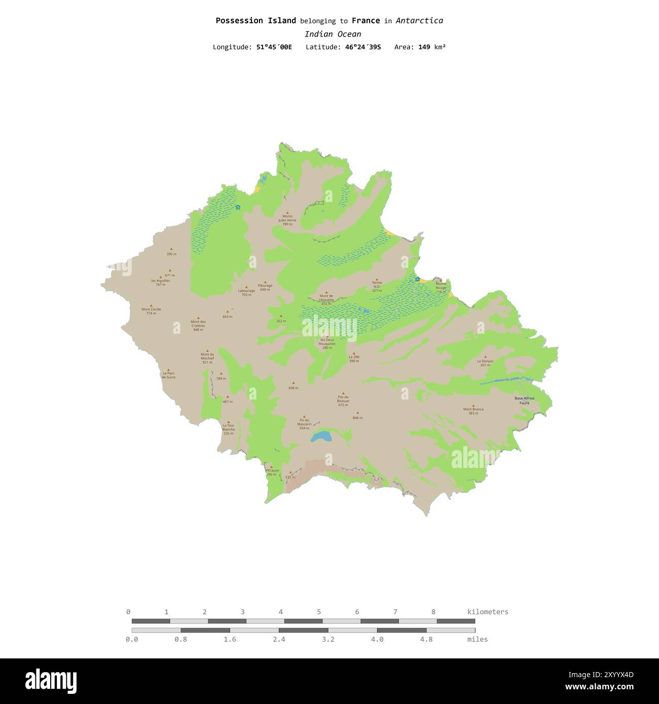 Possession Island in the Indian Ocean, belonging to France, isolated on ...