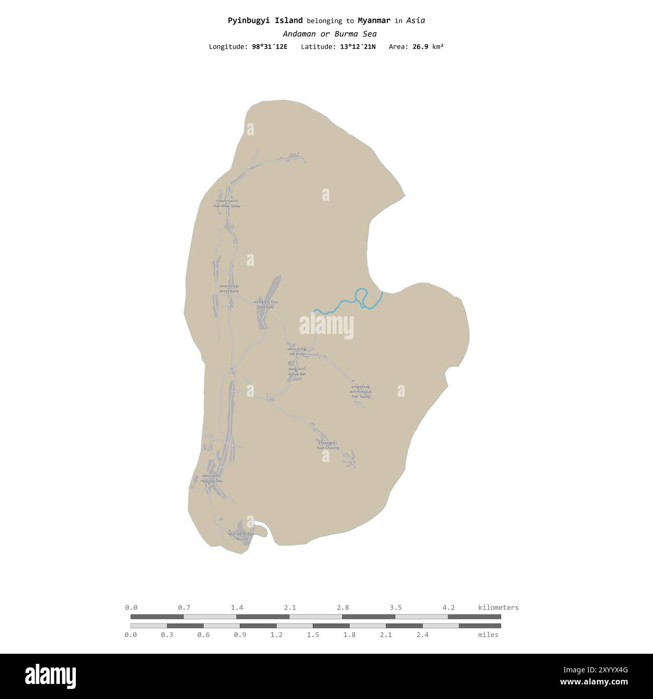 Pyinbugyi Island in the Andaman or Burma Sea, belonging to Myanmar ...