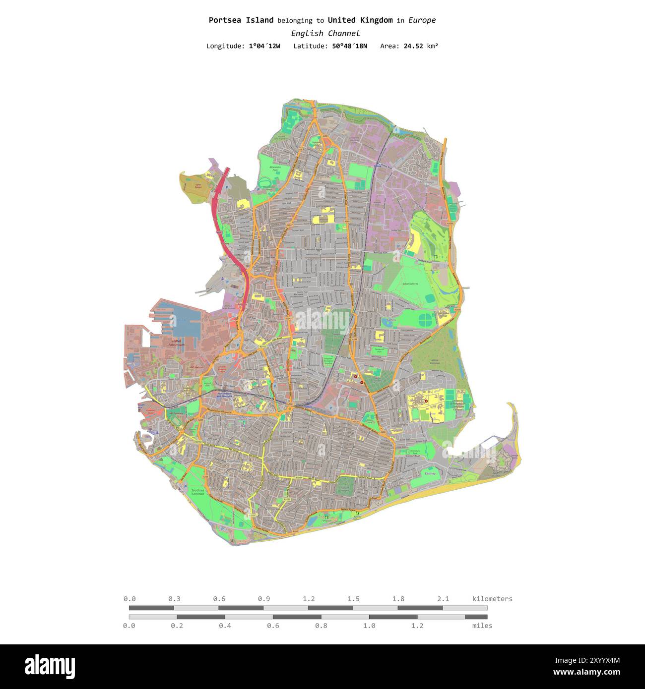 Portsea Island in the English Channel, belonging to United Kingdom ...
