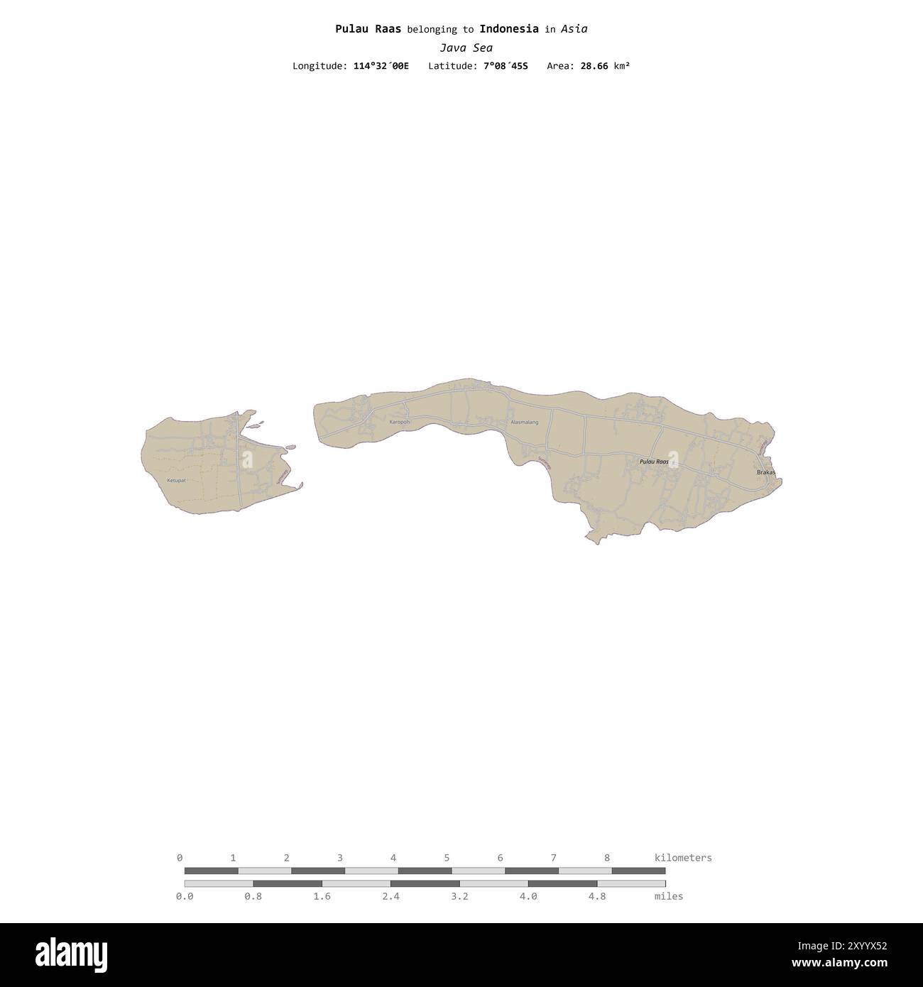 Pulau Raas in the Java Sea, belonging to Indonesia, isolated on a ...