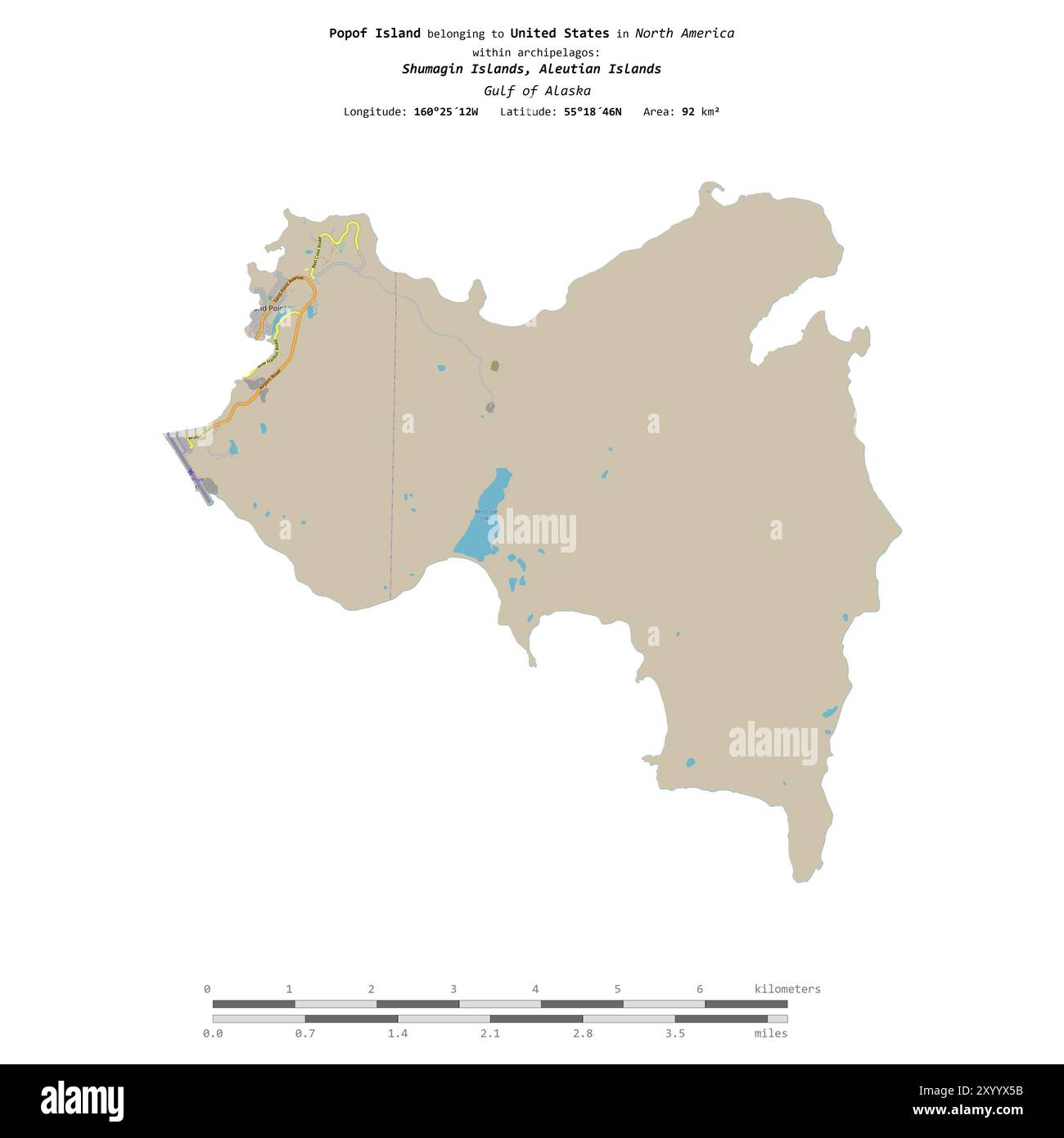 Popof Island in the Gulf of Alaska, belonging to United States ...