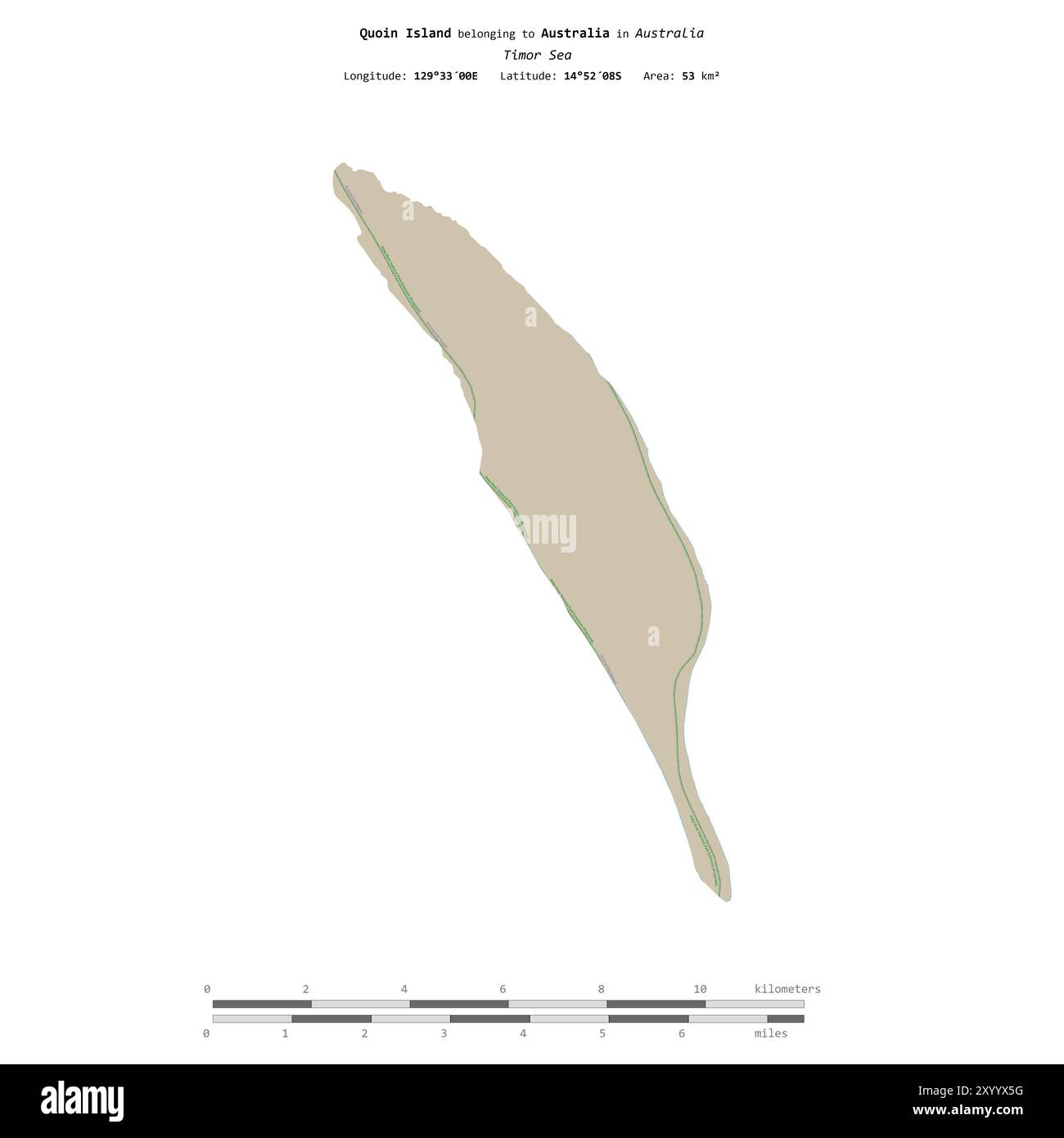 Quoin Island in the Timor Sea, belonging to Australia, isolated on a ...