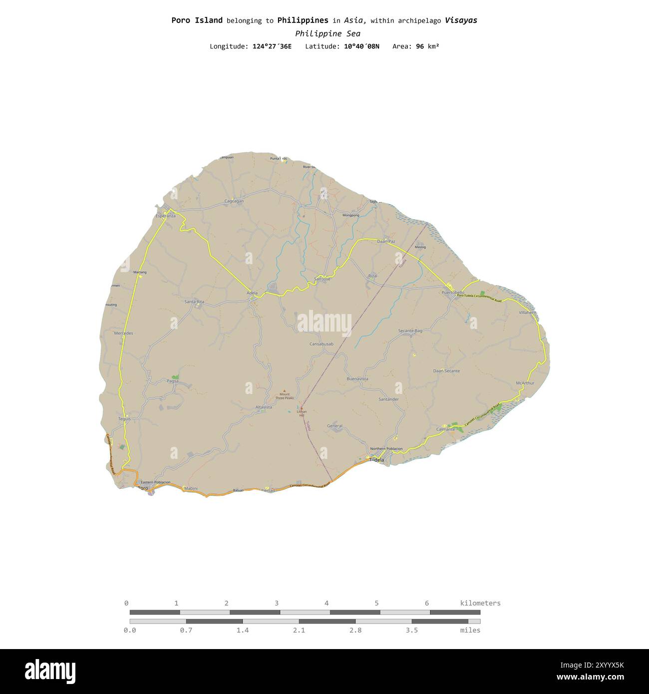 Poro Island in the Philippine Sea, belonging to Philippines, isolated ...