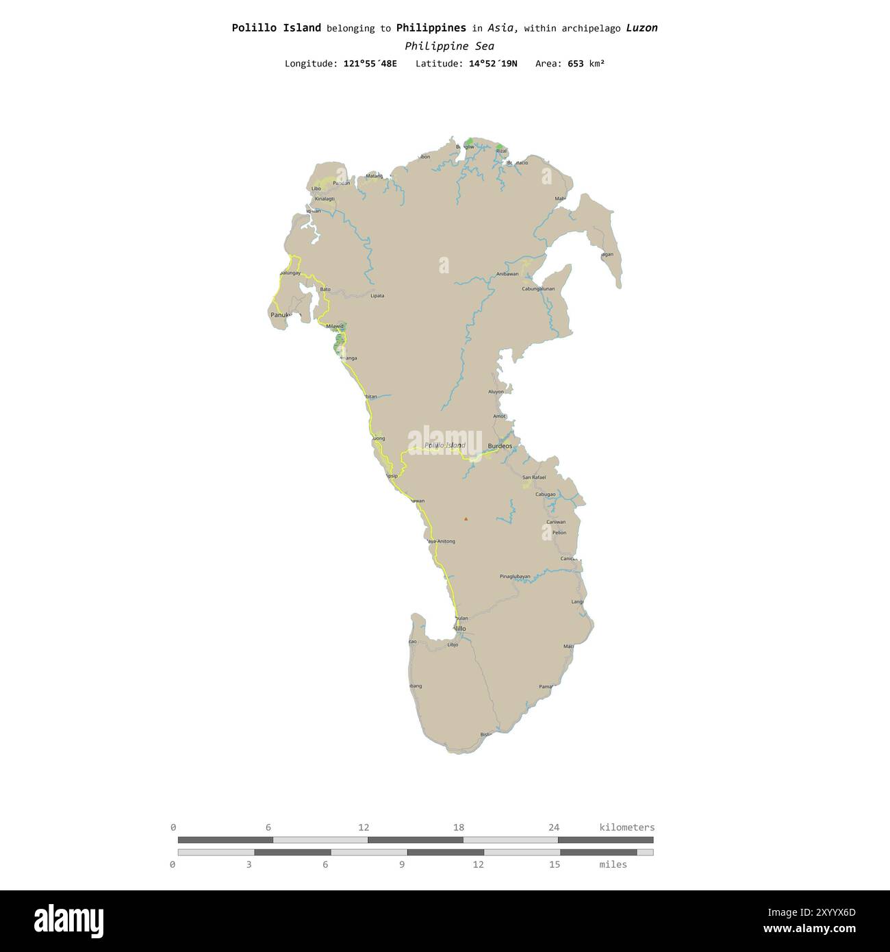 Polillo Island in the Philippine Sea, belonging to Philippines ...