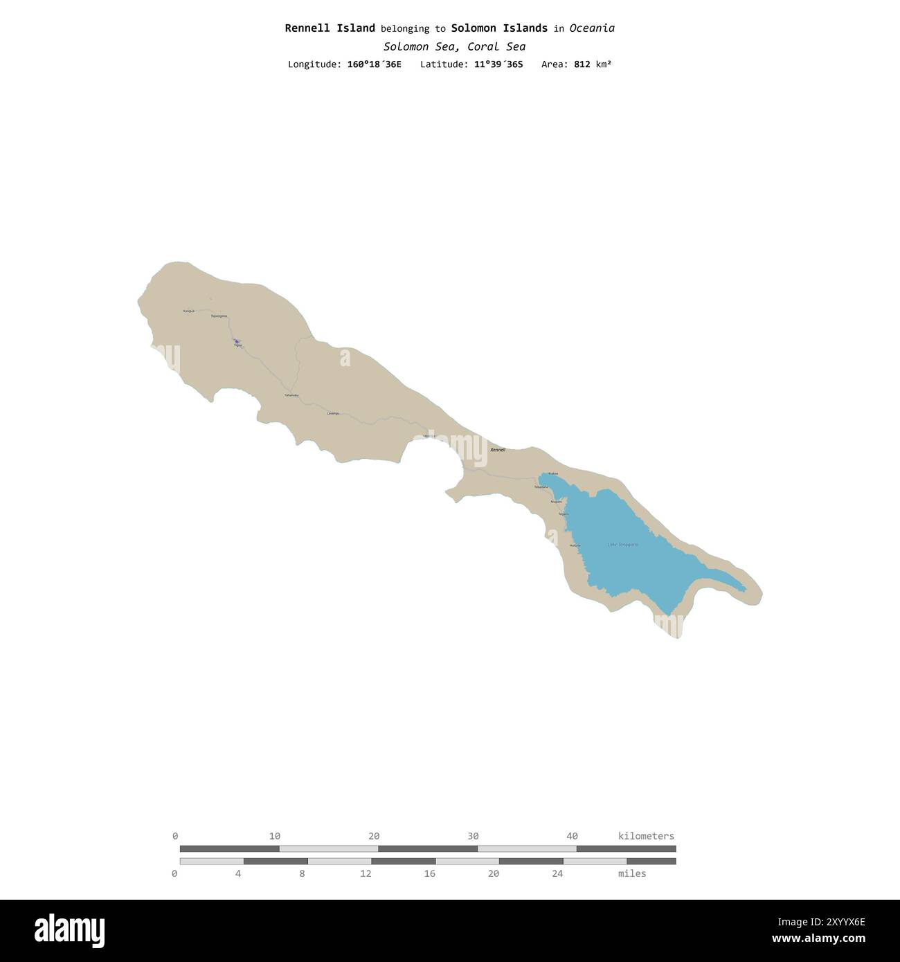 Rennell Island in the Coral Sea, belonging to Solomon Islands, isolated ...