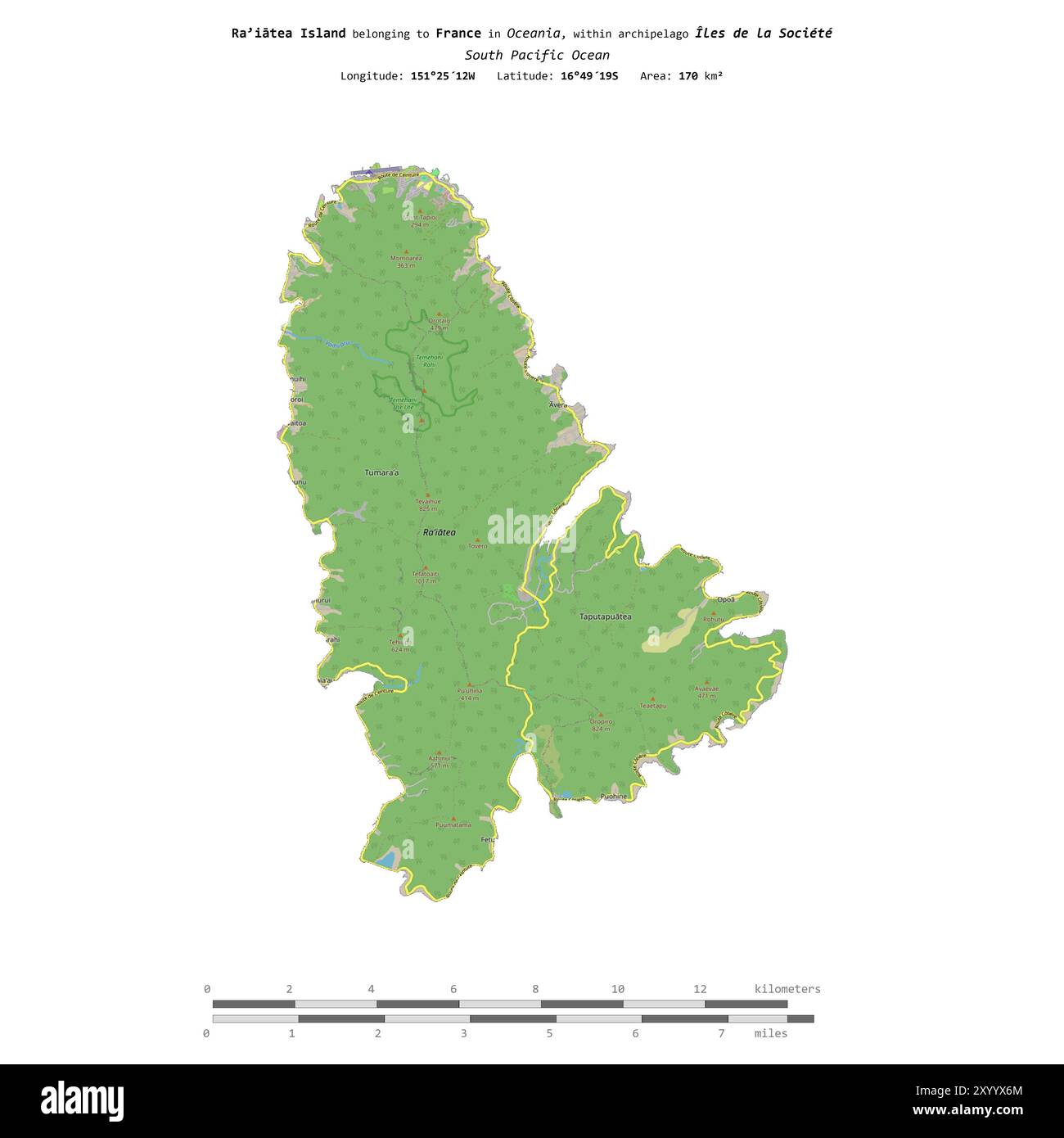 Raiatea Island in the South Pacific Ocean, belonging to France ...