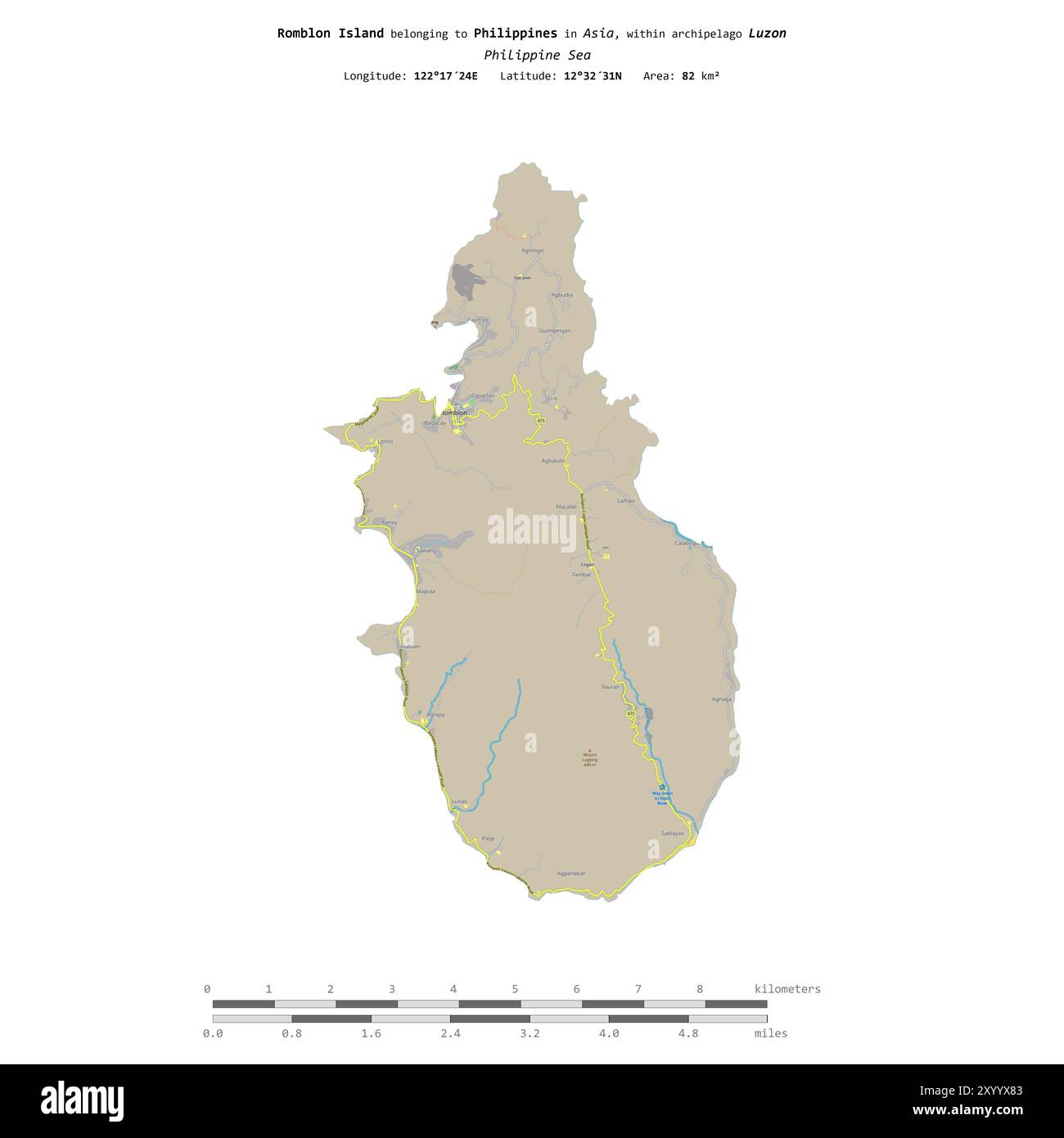 Romblon Island in the Philippine Sea, belonging to Philippines ...