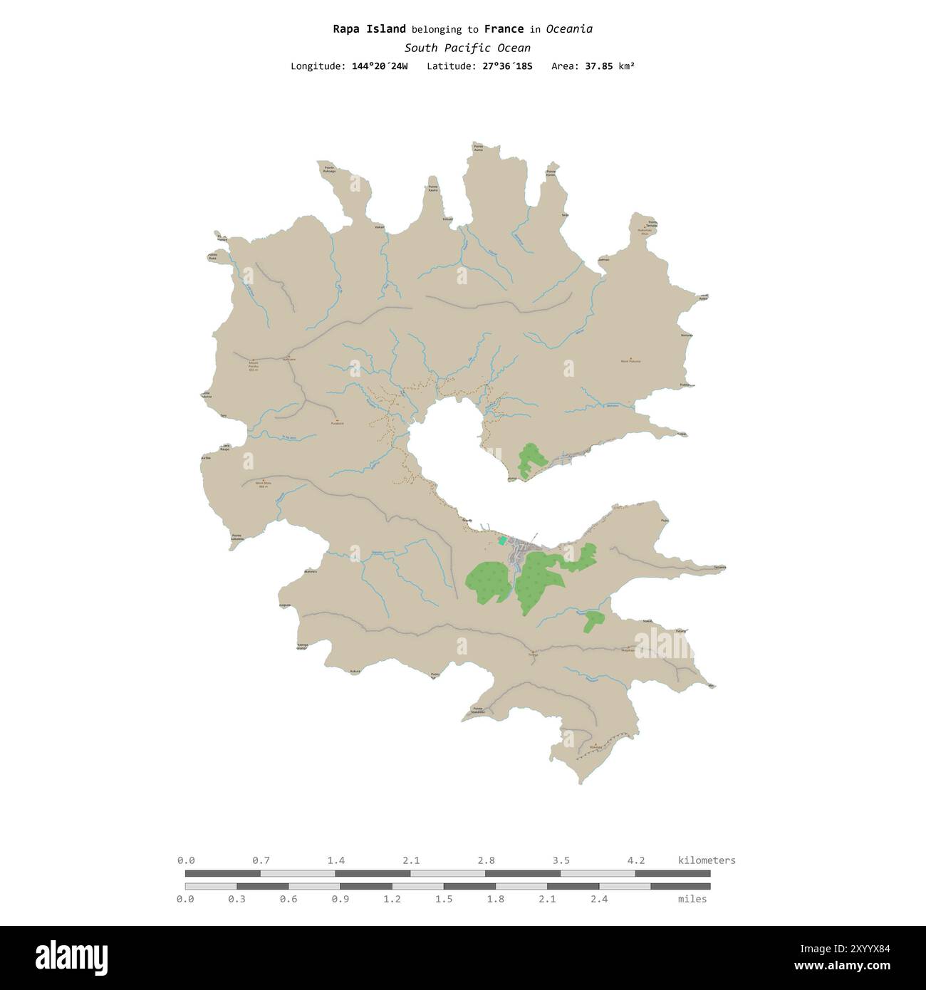 Rapa Island in the South Pacific Ocean, belonging to France, isolated ...