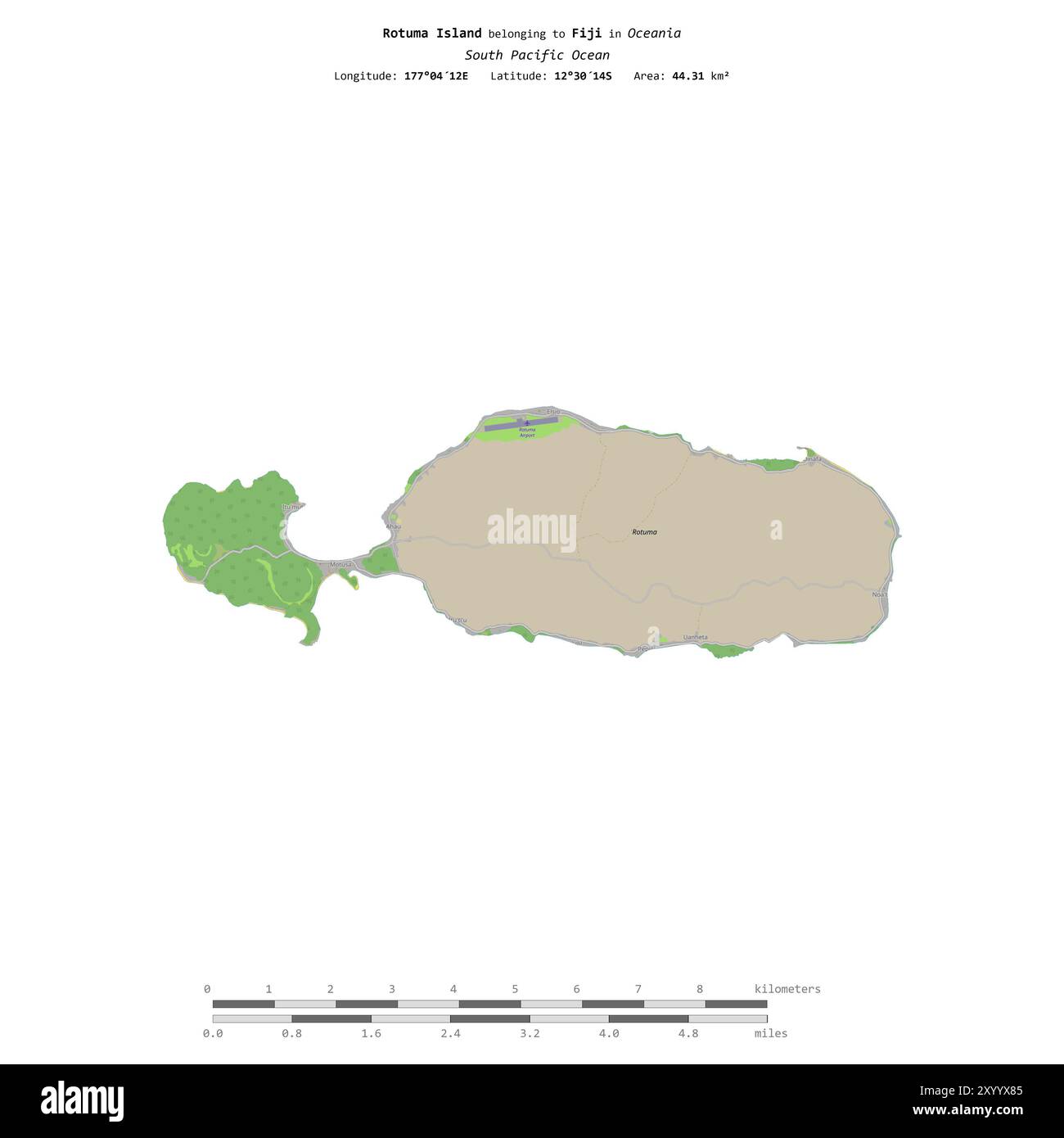 Rotuma Island in the South Pacific Ocean, belonging to Fiji, isolated ...