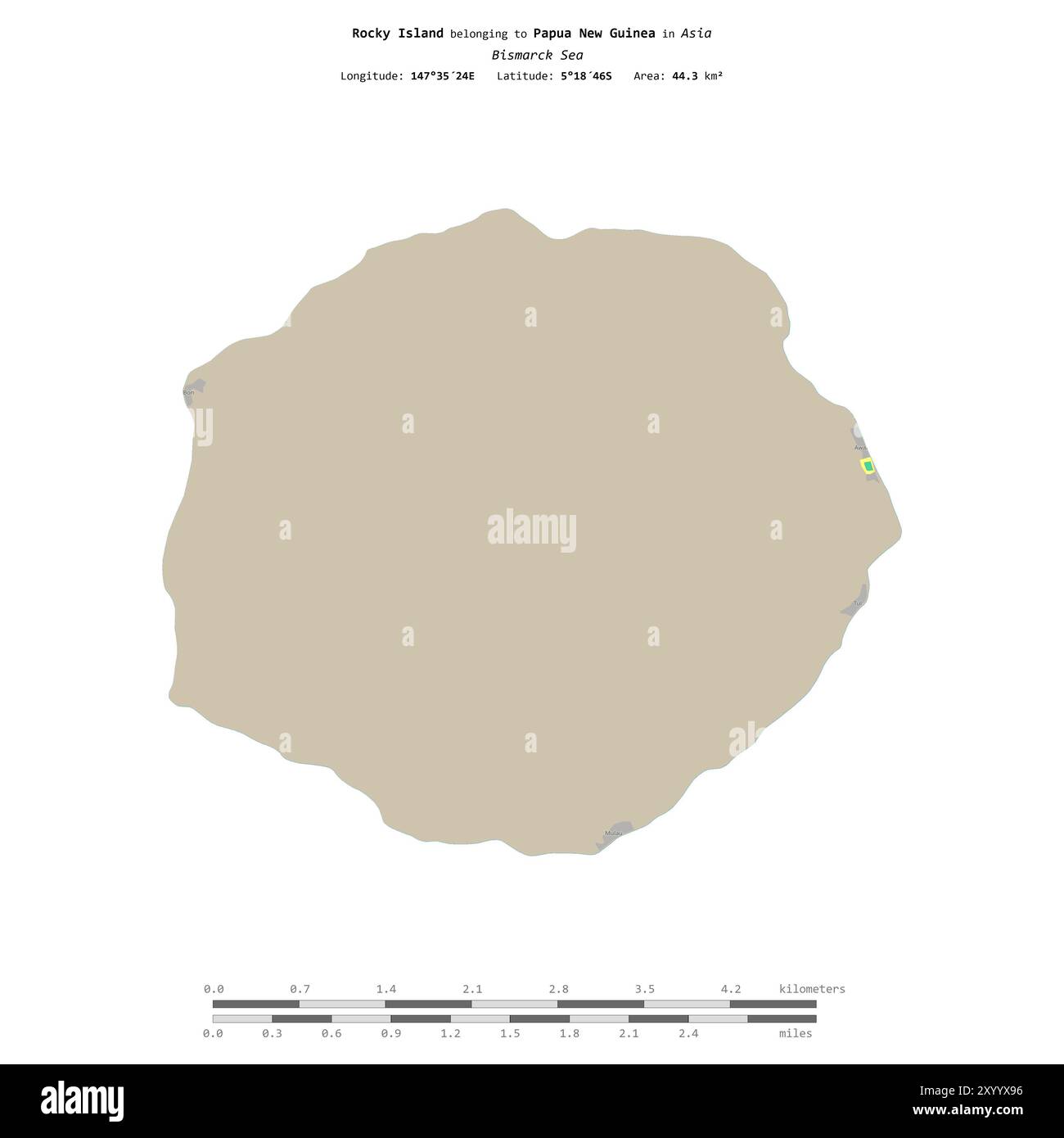 Rocky Island in the Bismarck Sea, belonging to Papua New Guinea ...