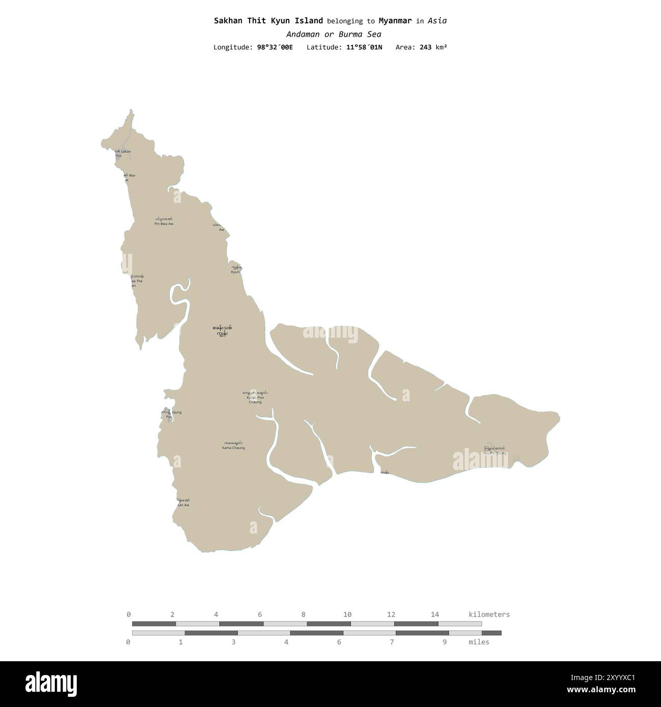 Sakhan Thit Kyun Island in the Andaman or Burma Sea, belonging to ...