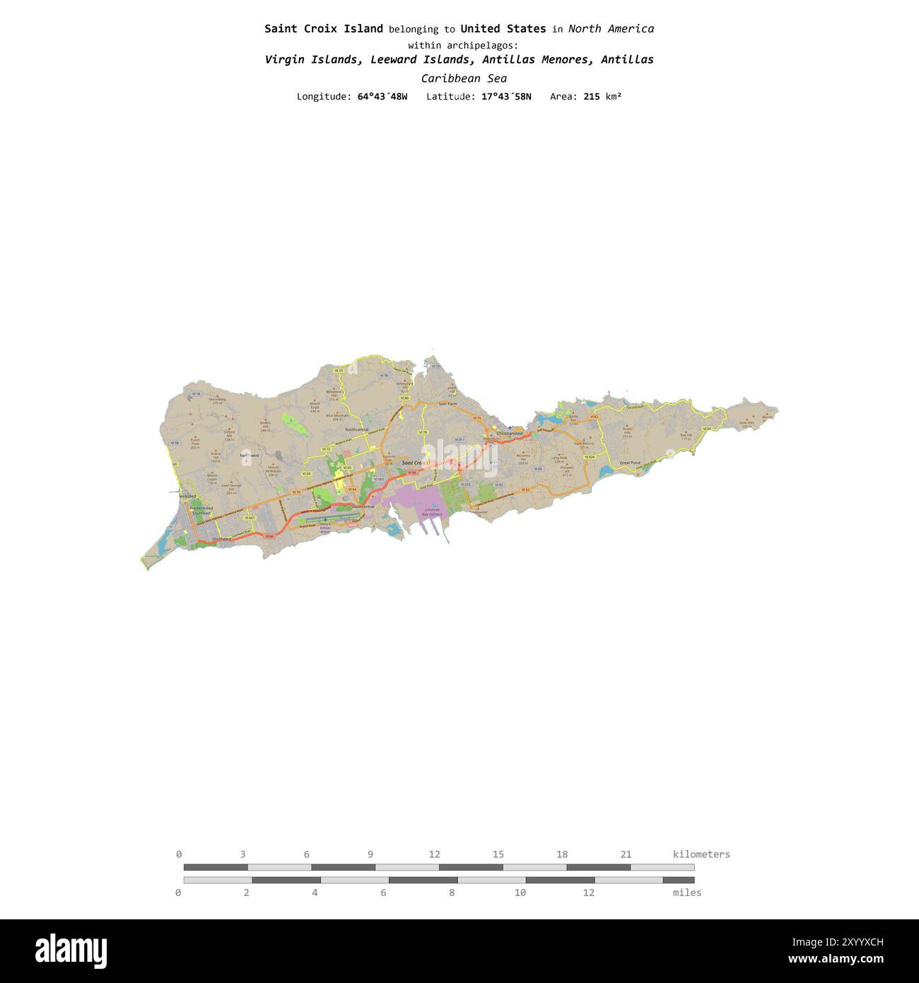 Saint Croix Island in the Caribbean Sea, belonging to U. S. Virgin ...