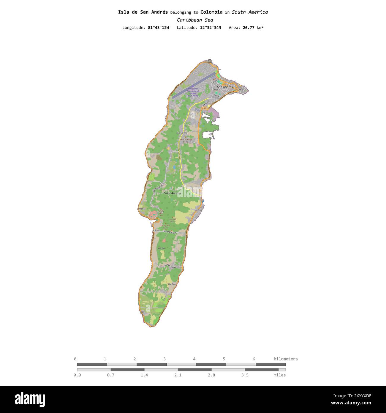 Isla de San Andres in the Caribbean Sea, belonging to Colombia ...