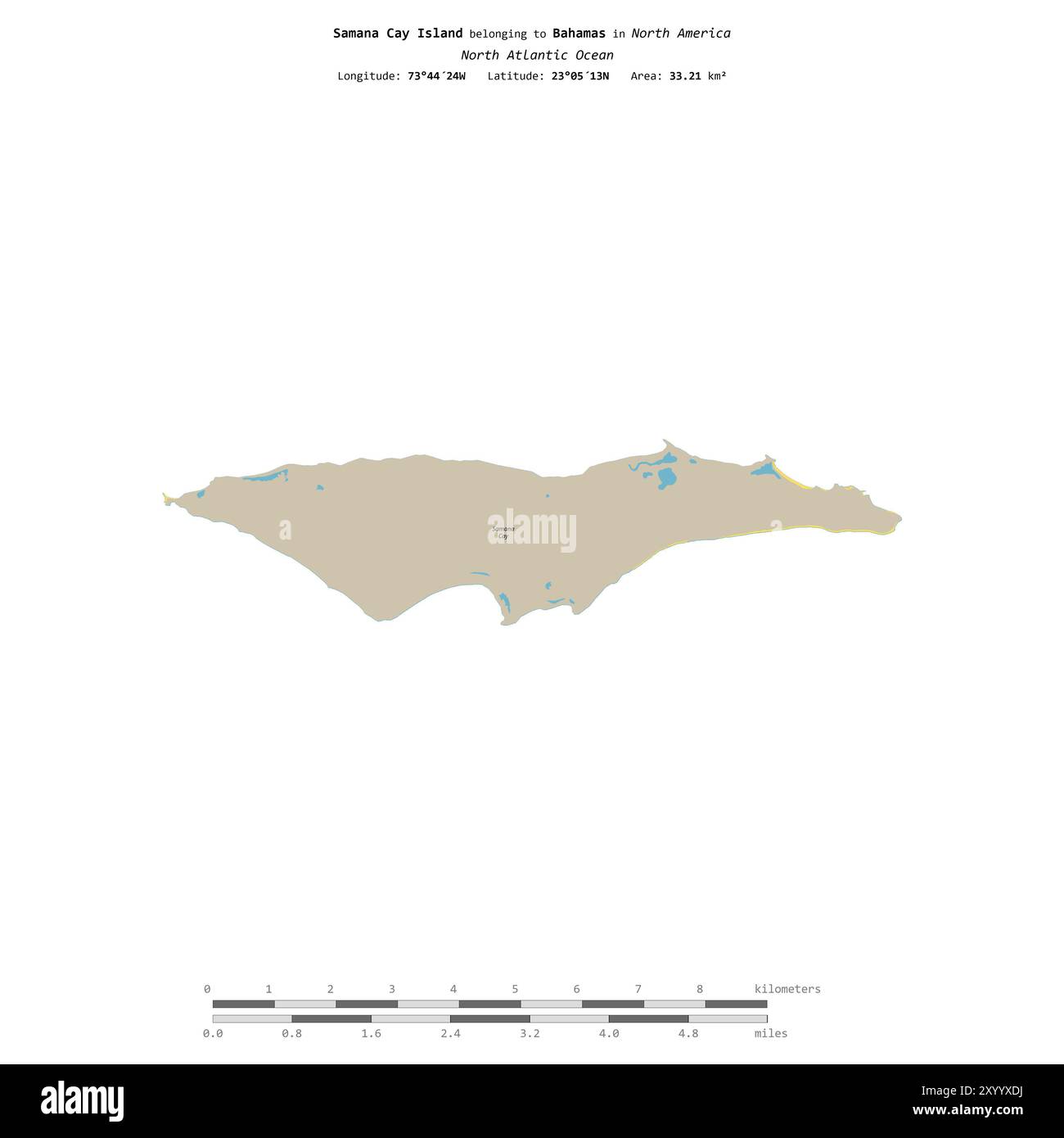 Samana Cay Island in the North Atlantic Ocean, belonging to Bahamas ...
