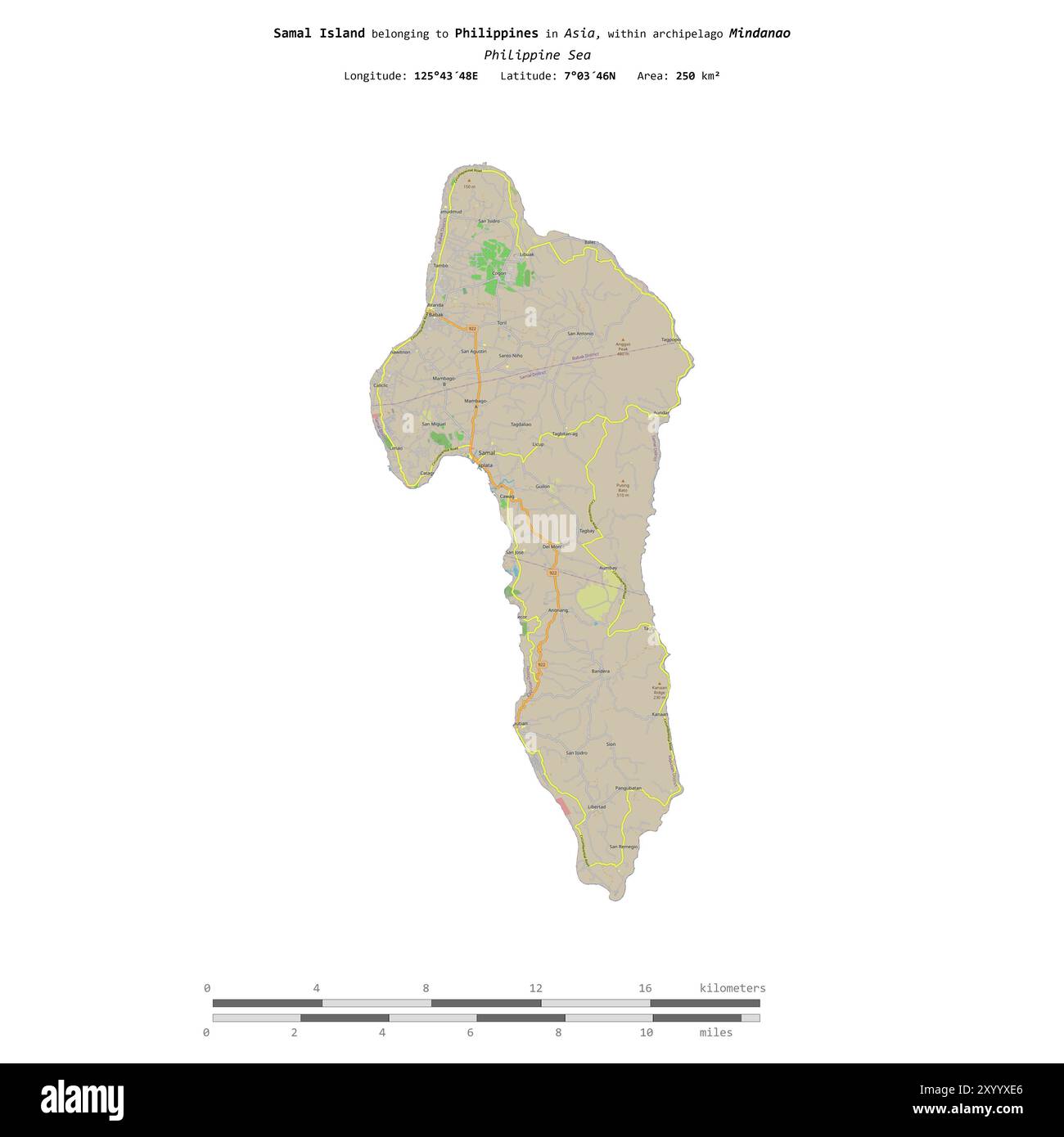 Samal Island in the Philippine Sea, belonging to Philippines, isolated ...