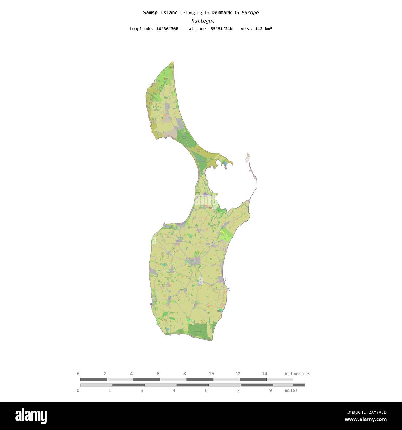 Sams Island in the Kattegat, belonging to Denmark, isolated on a ...