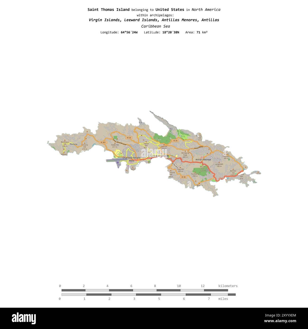 Saint Thomas Island in the Caribbean Sea, belonging to U. S. Virgin ...