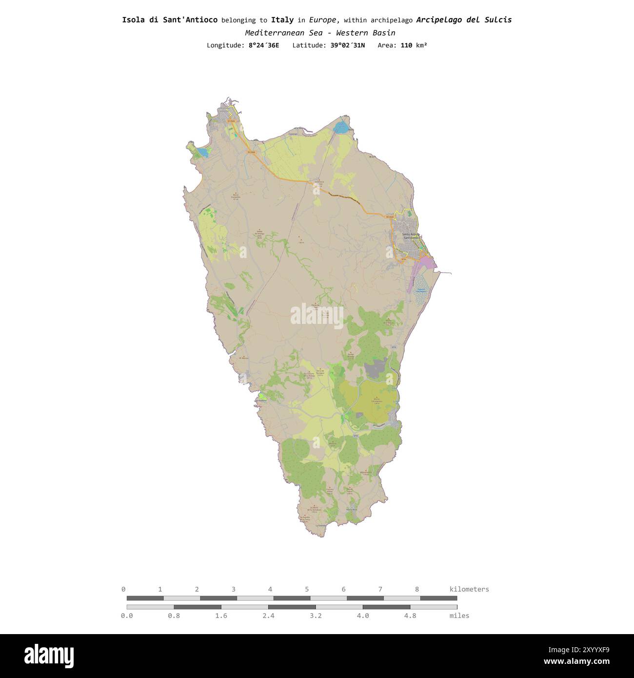Isola di Sant'Antioco in the Mediterranean Sea - Western Basin ...