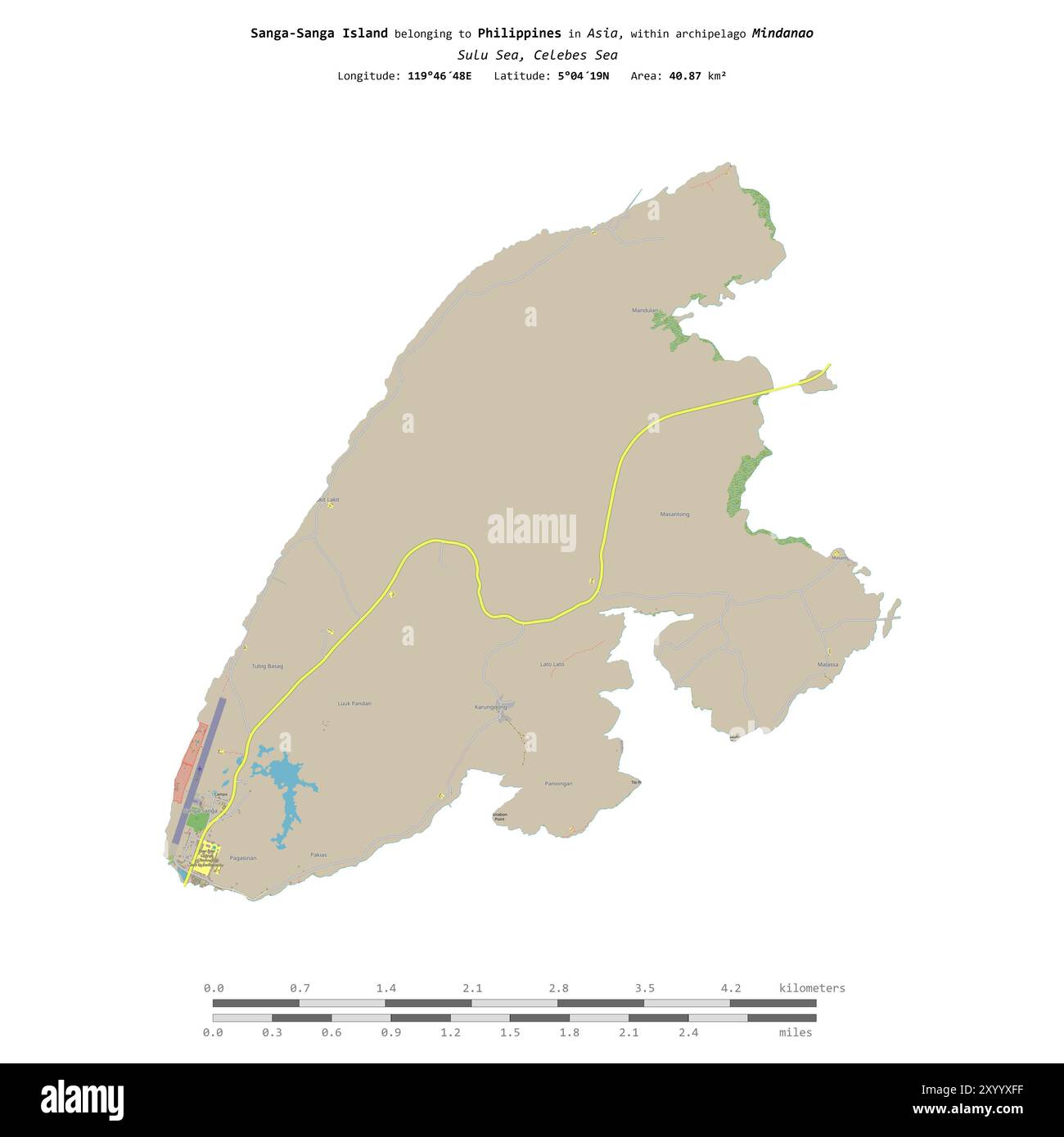 Sanga-Sanga Island in the Sulu Sea, belonging to Philippines, isolated ...