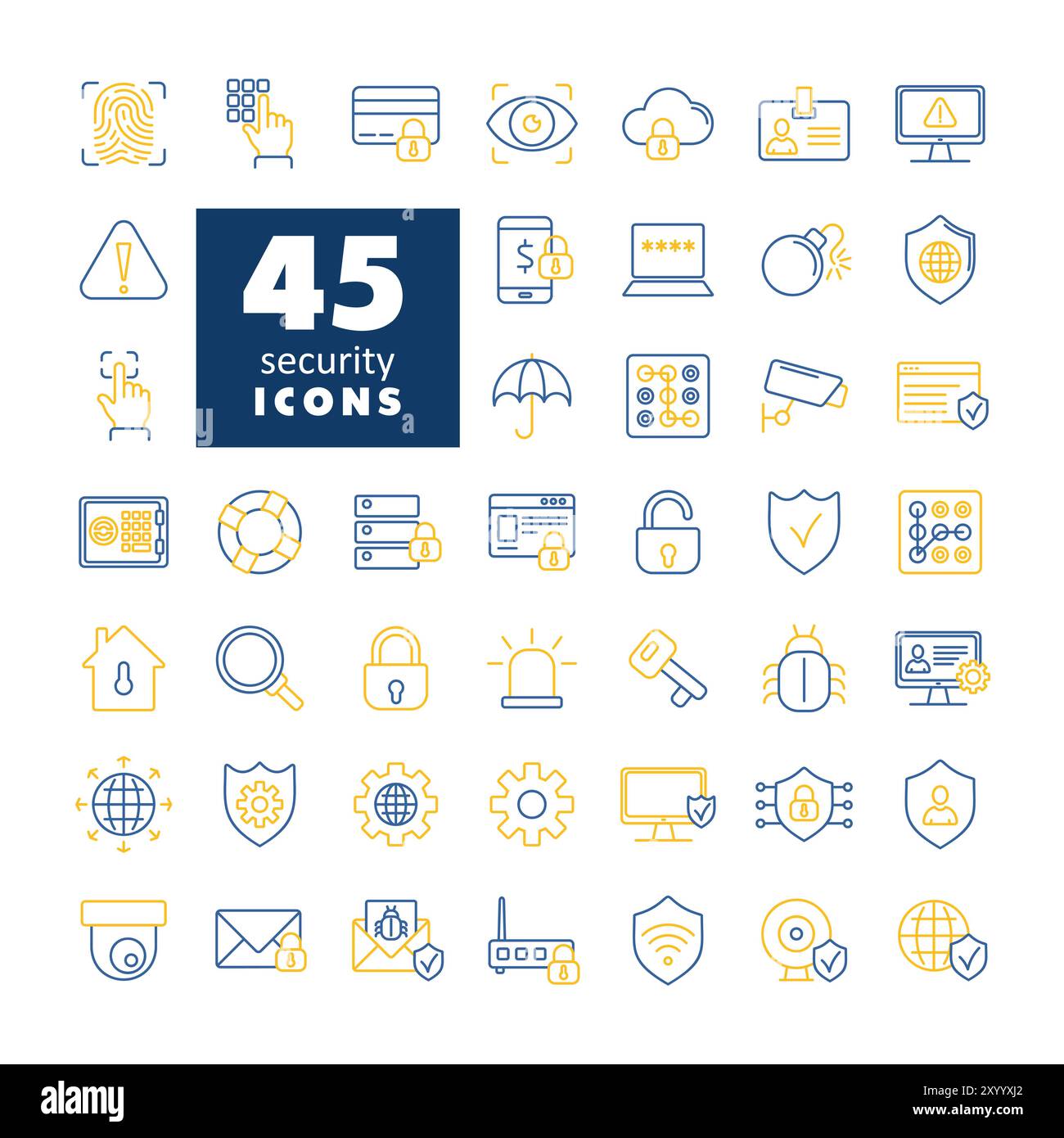 Security vector icon set. Cyber lock, password, unlock. Guard, shield ...