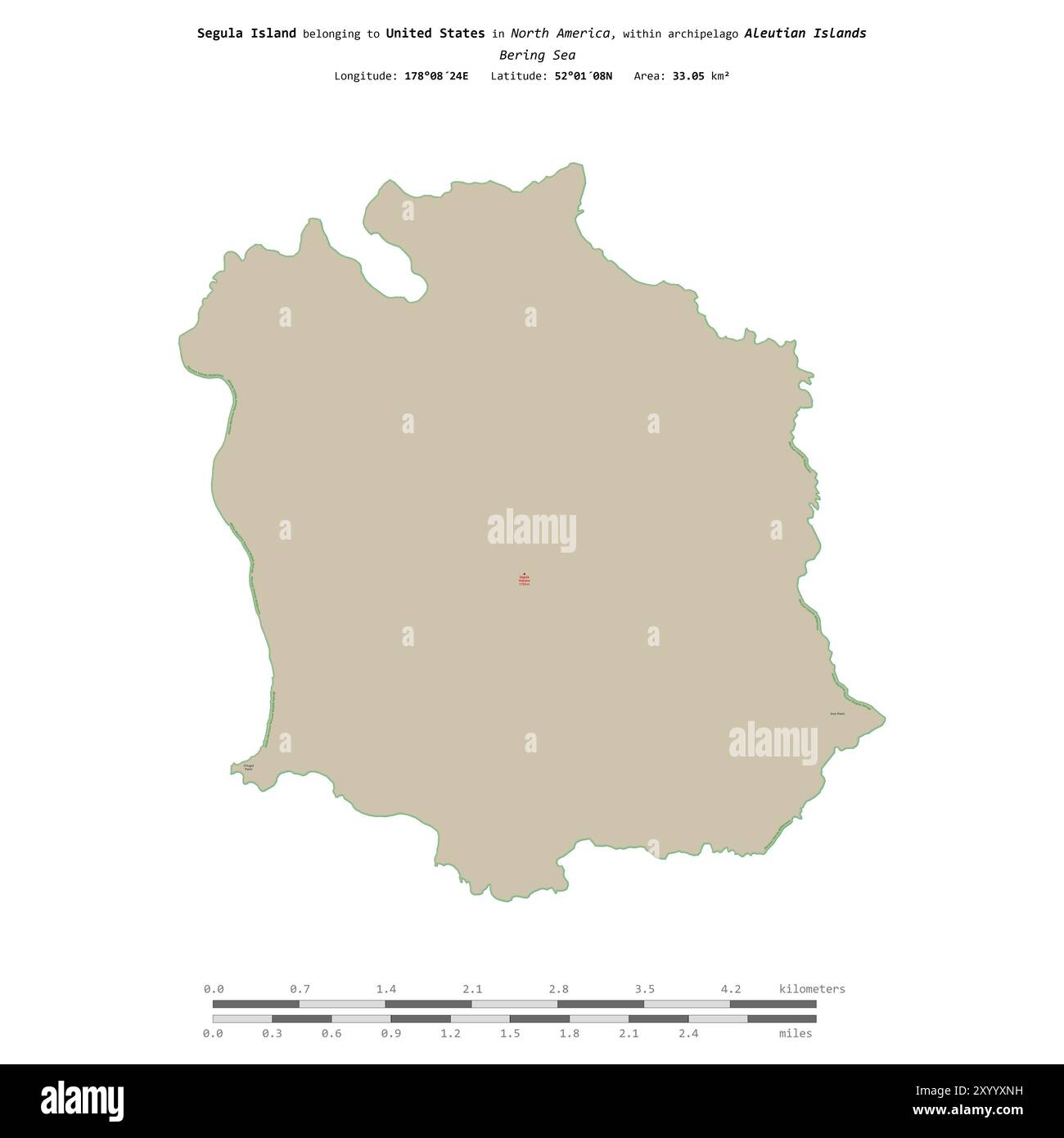 Segula Island in the Bering Sea, belonging to United States, isolated ...