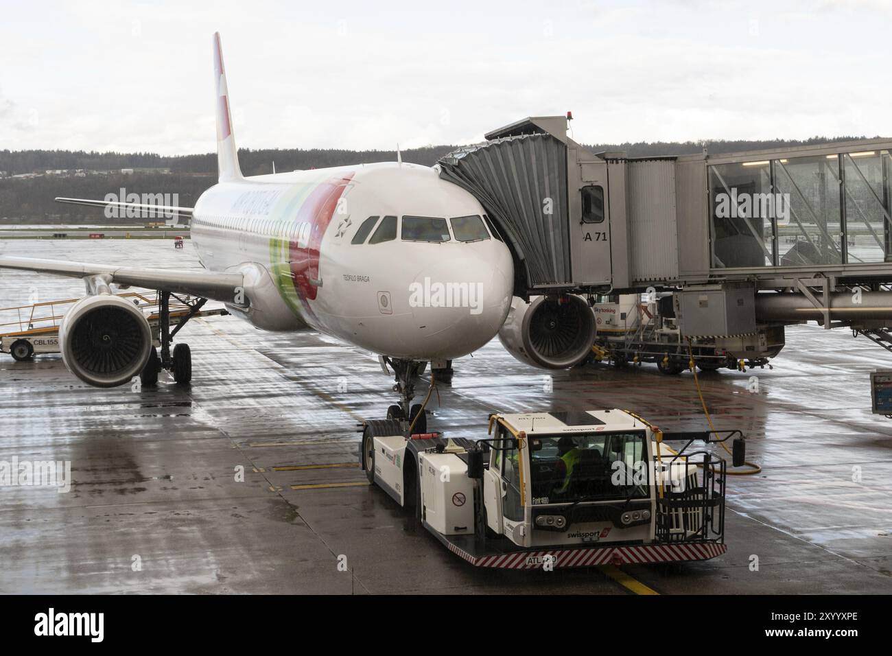 Flight, passenger aircraft Teofilo Braga of the type Airbus A320 of the ...