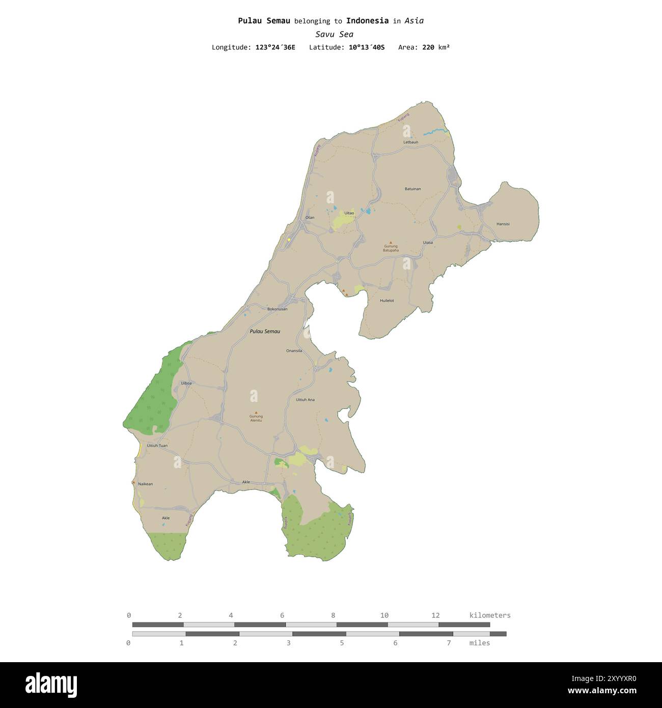 Pulau Semau in the Savu Sea, belonging to Indonesia, isolated on a ...